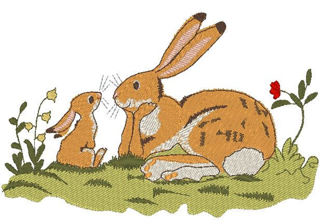 Big and Small Rabbit. Machine Embroidery 4x4; 7x5 Hoop Size. - Etsy