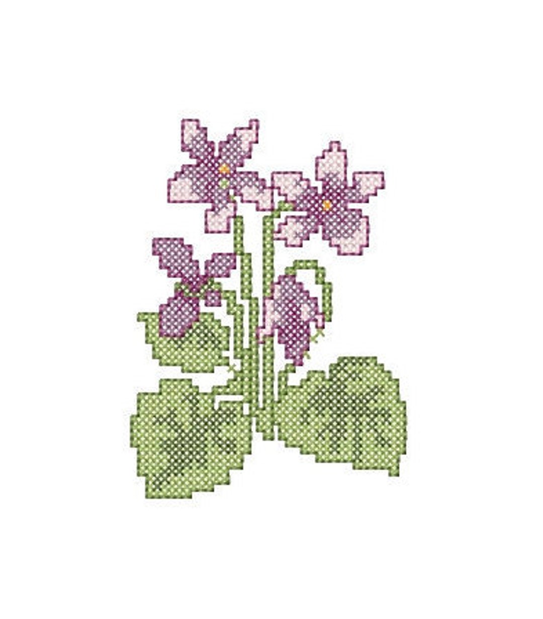 Cross Stitch Violet. Machine Embroidery Design and PDF Pattern for Hand ...