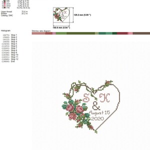 Heart With Roses. Wedding Embroidery Pattern. Cross Stitch Wedding ...