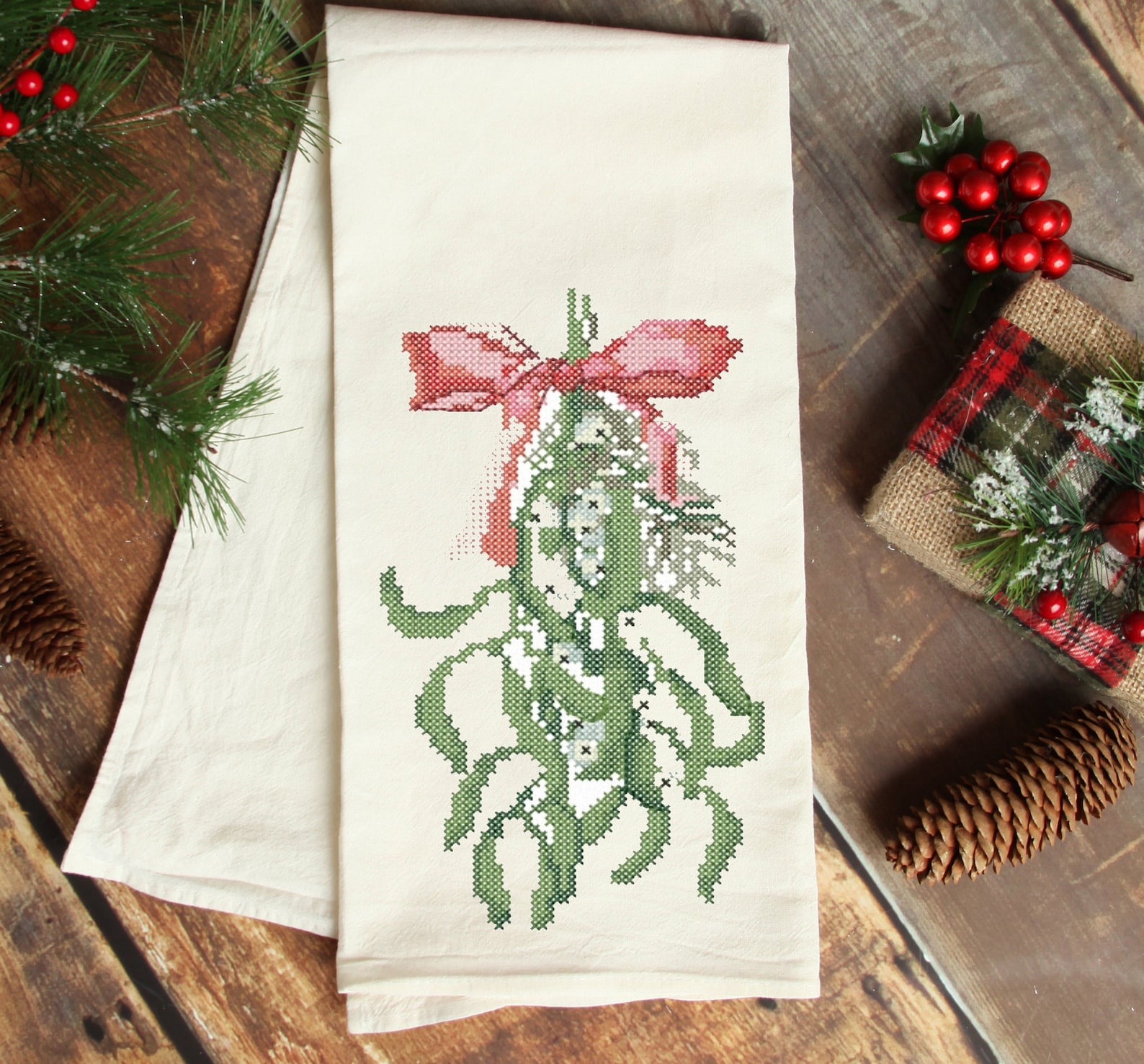 Christmas Ornament. Mistletoe Cross Stitch. PDF Pattern for - Etsy