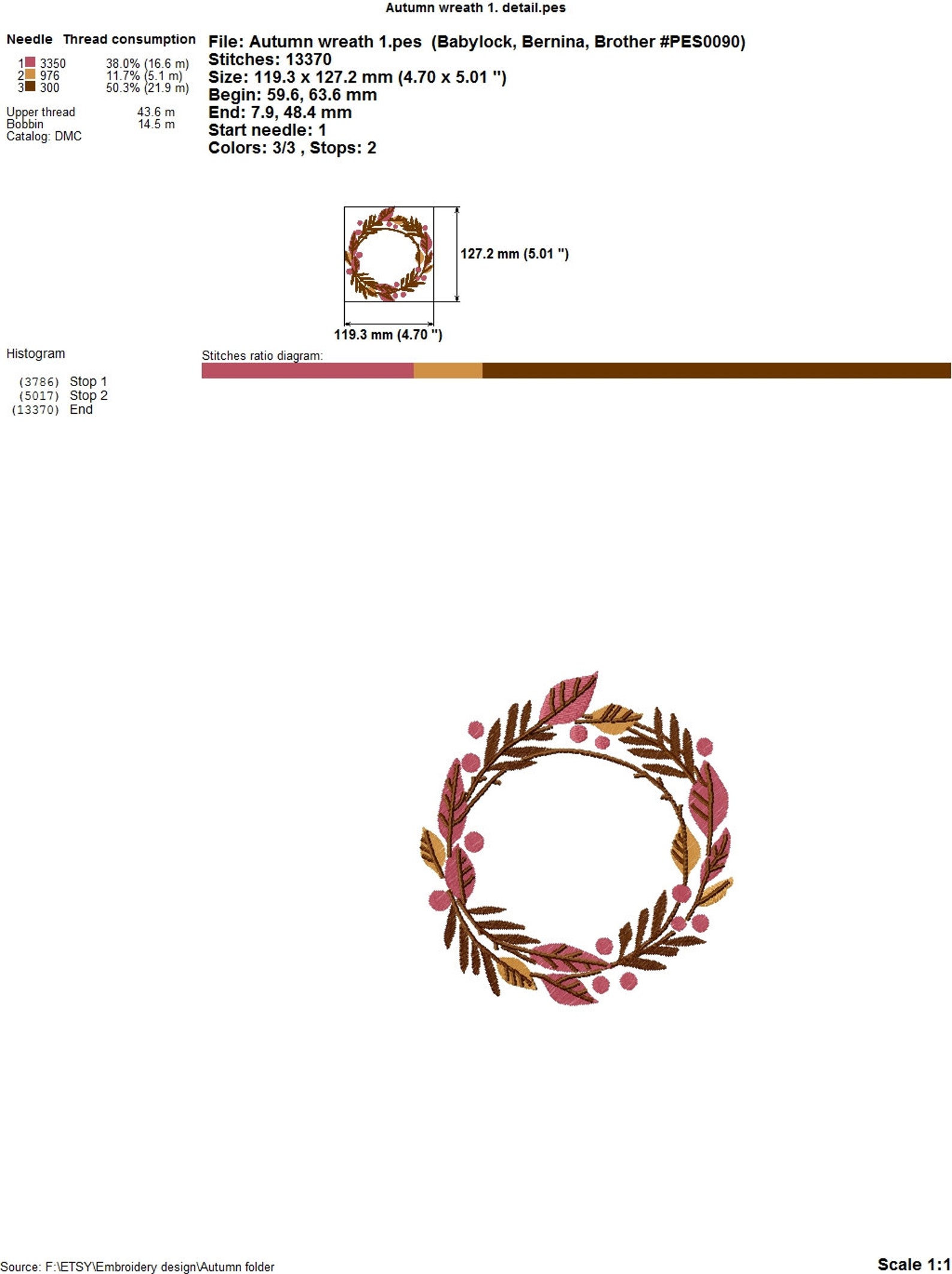 Autumn Wreath. Machine Embroidery Design. - Etsy