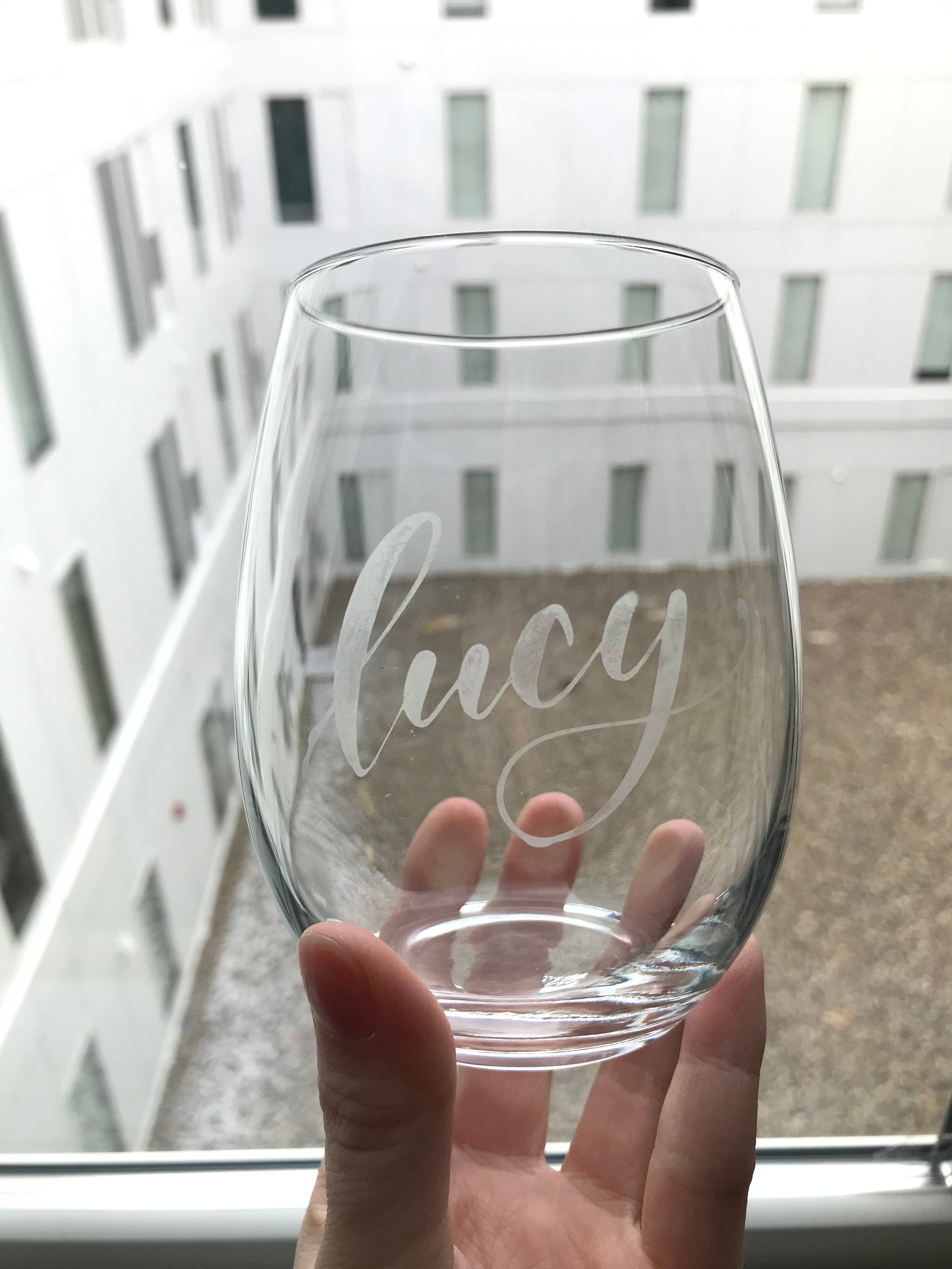 Custom Name Etched Wine Glass - Etsy