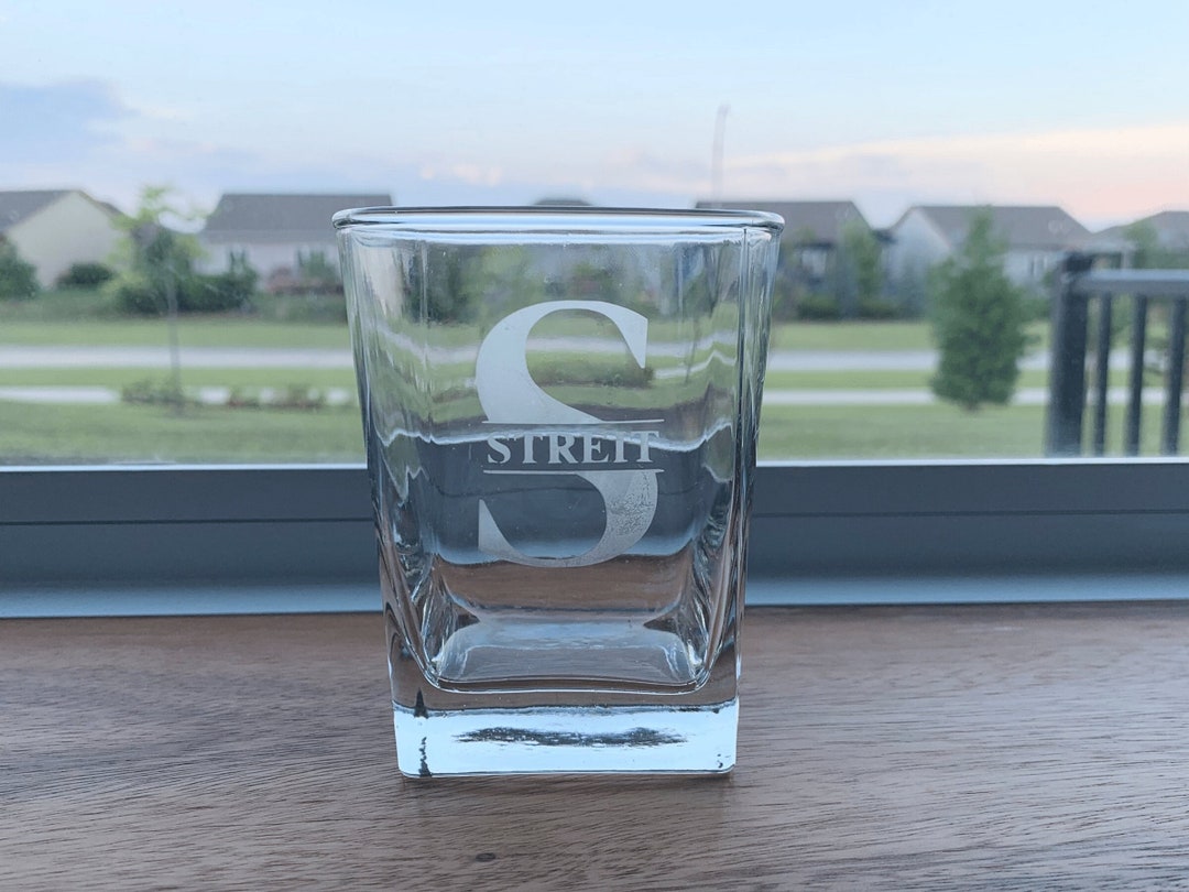 Custom Etched Short Tumbler Glass | Whiskey Glass - Etsy