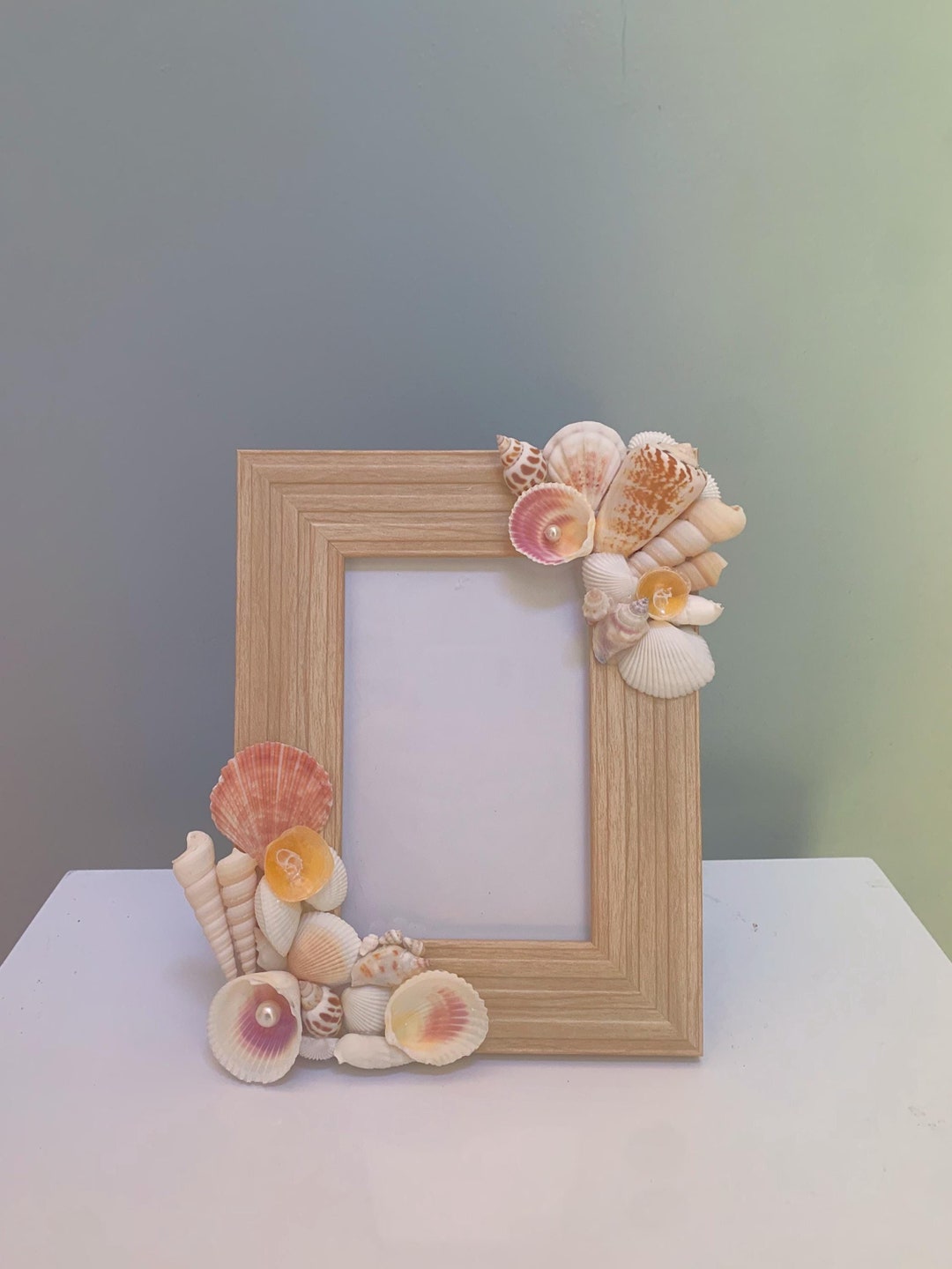 Seashell Picture Frame, 4x6 Picture Frame, Wood Frame, Beach Decor ...