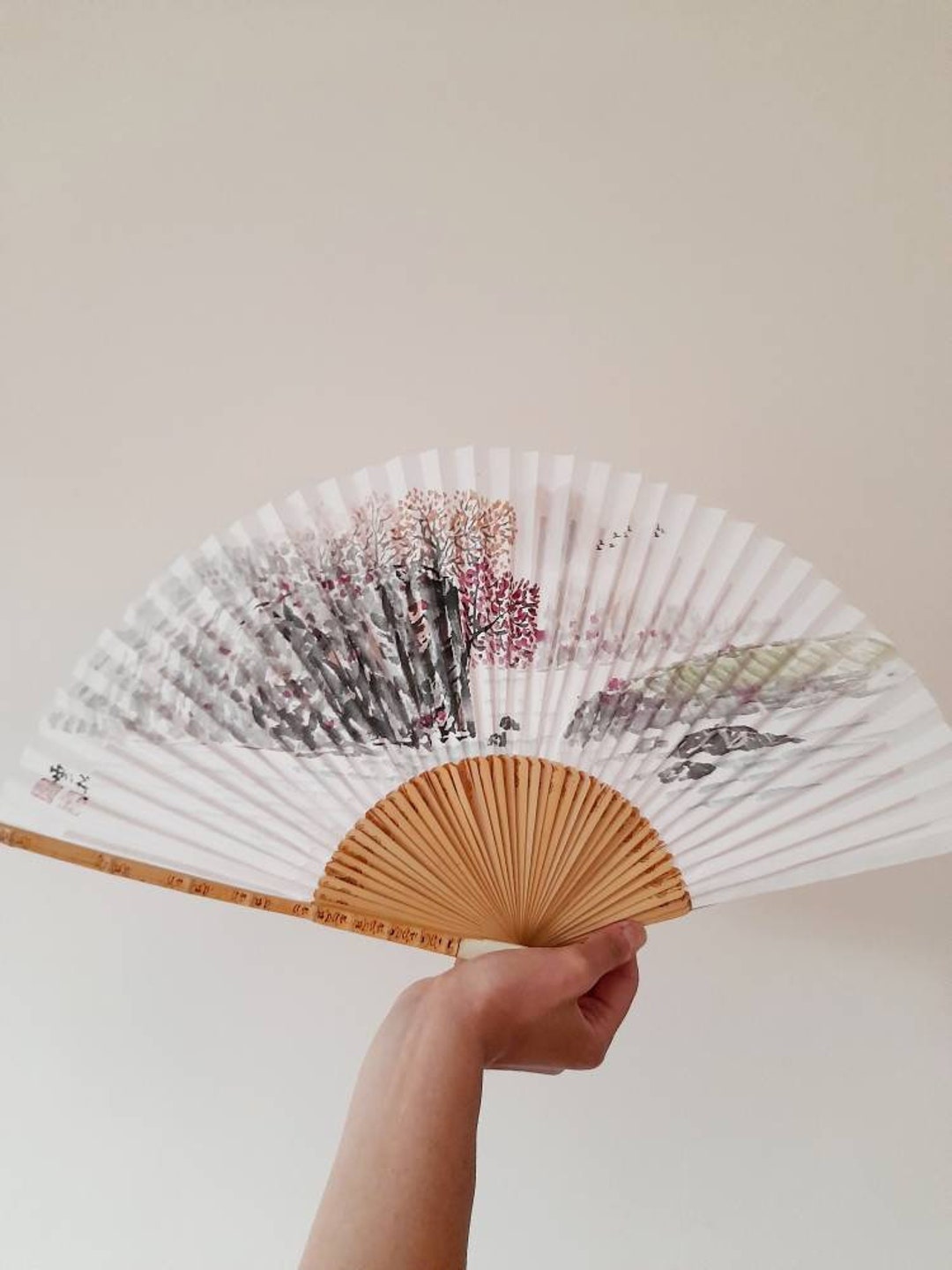 Genuine Vintage Chinese Paper Hand Fan - Etsy