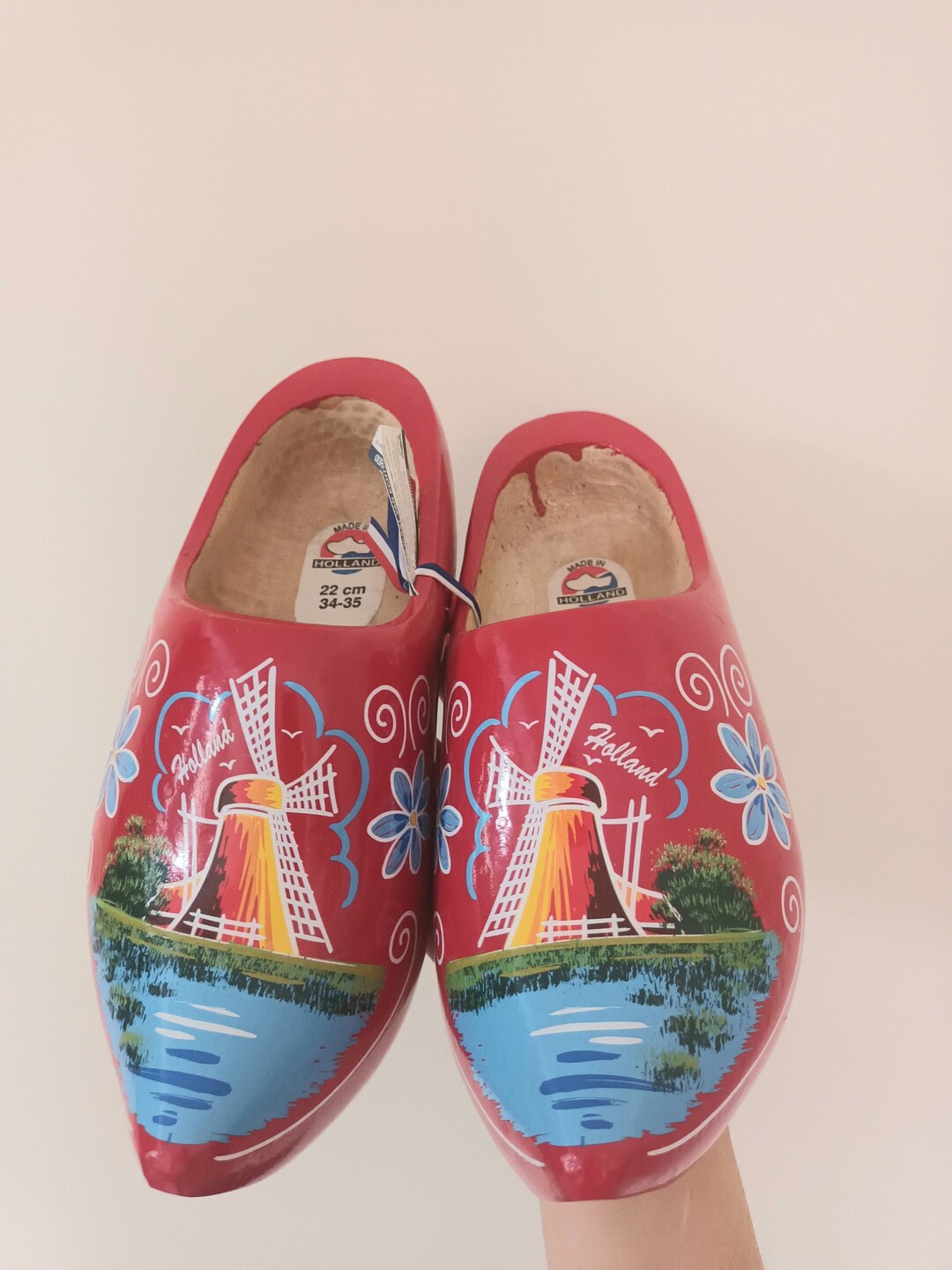 Pair of Dutch Wood Traditional Clogs Decorative Wooden Child's Shoes ...