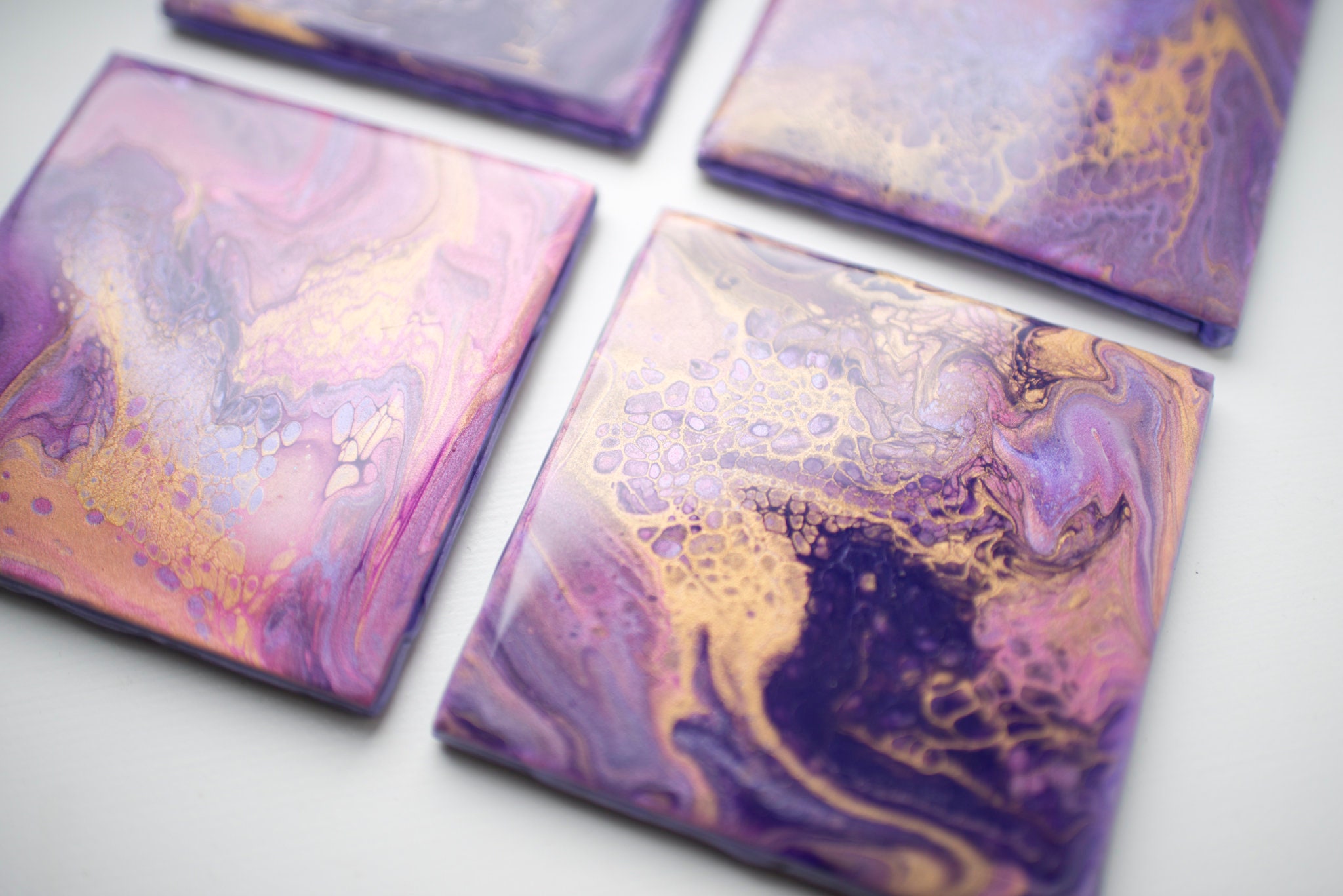 Custom colour request Acrylic fluid art ceramic square | Etsy