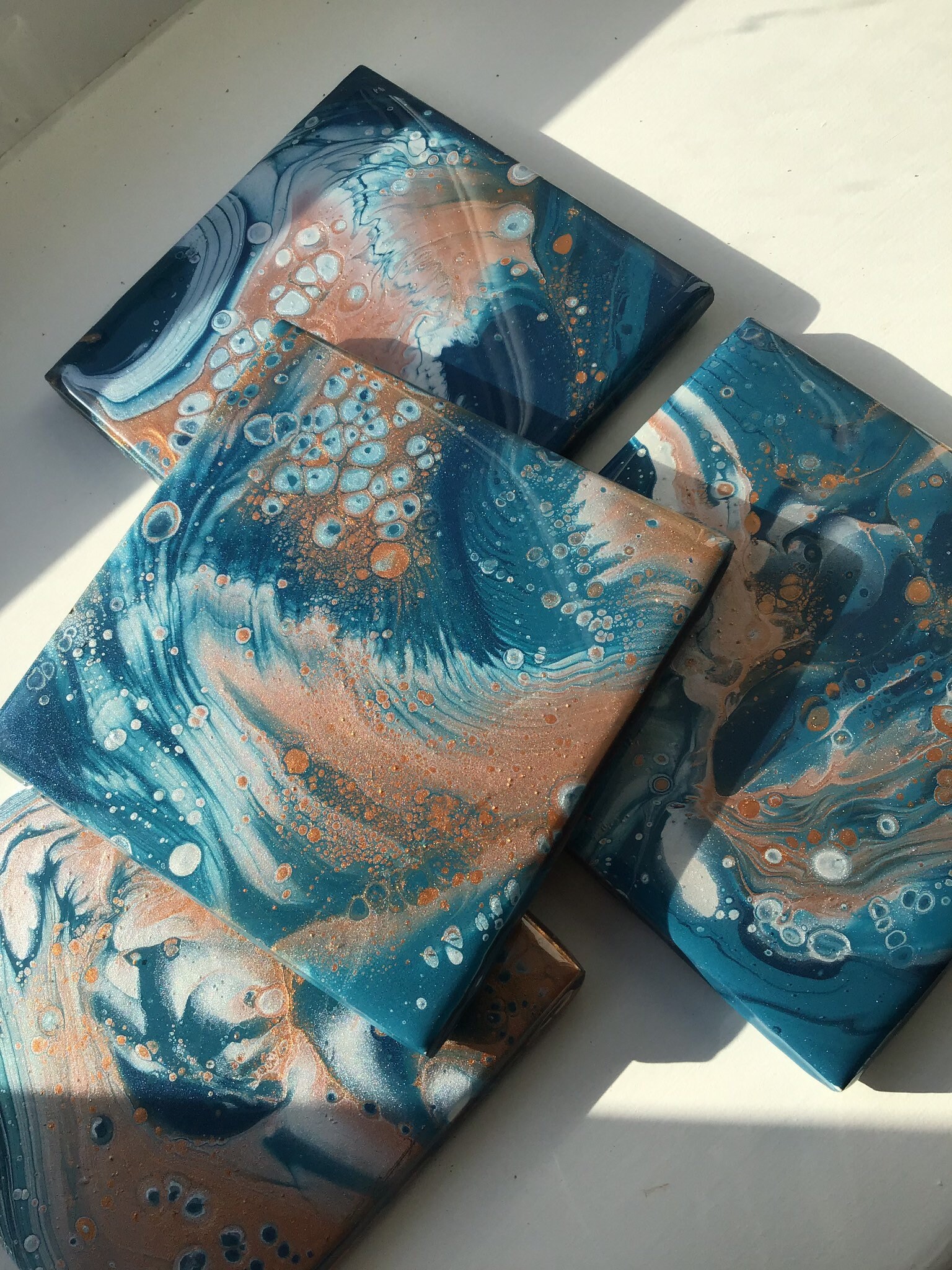 Custom colour request Acrylic fluid art ceramic square | Etsy