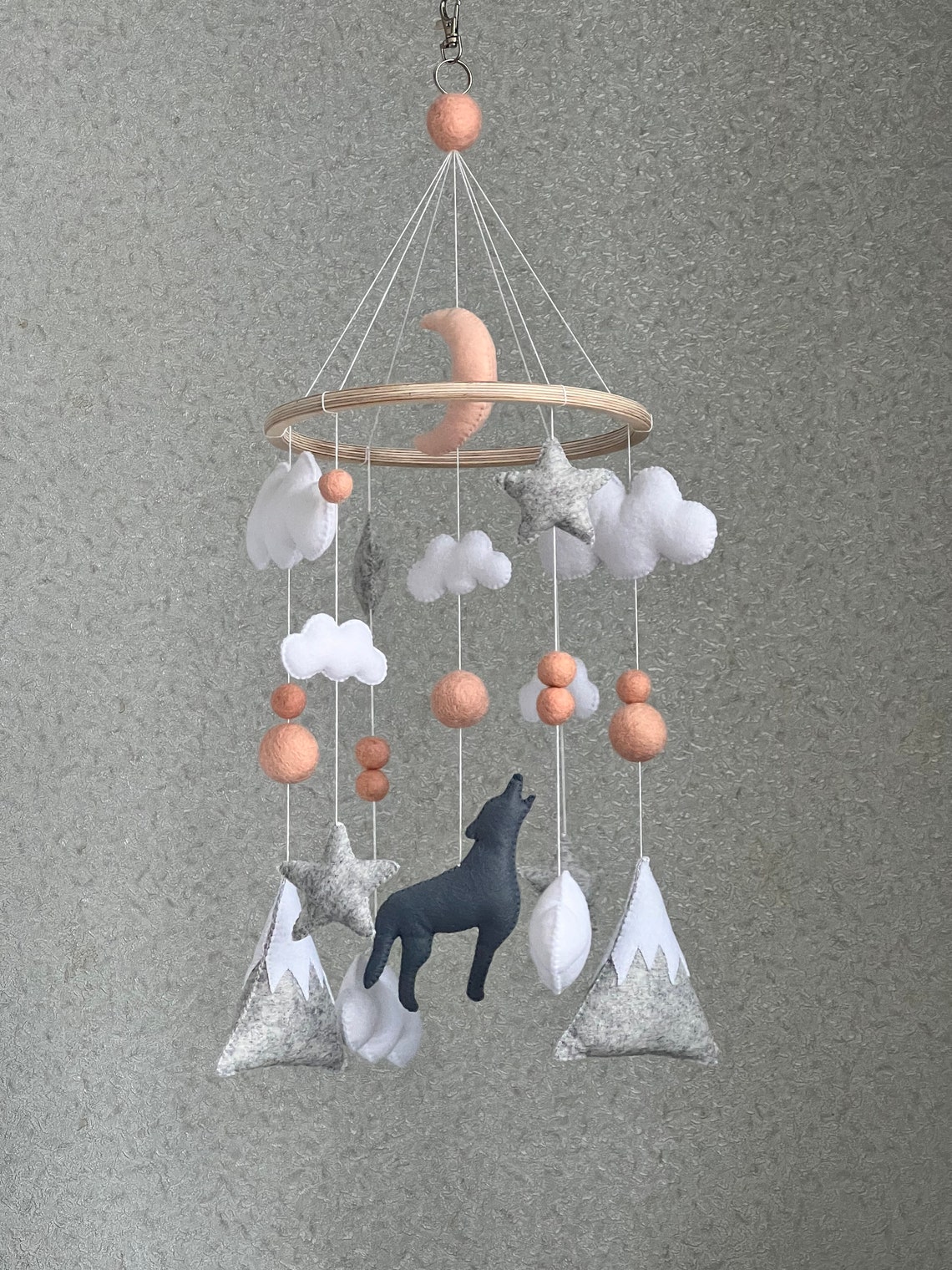 Felt Mobile for Crib Wolf Mobile Wolf Nursery Decor Mountain | Etsy