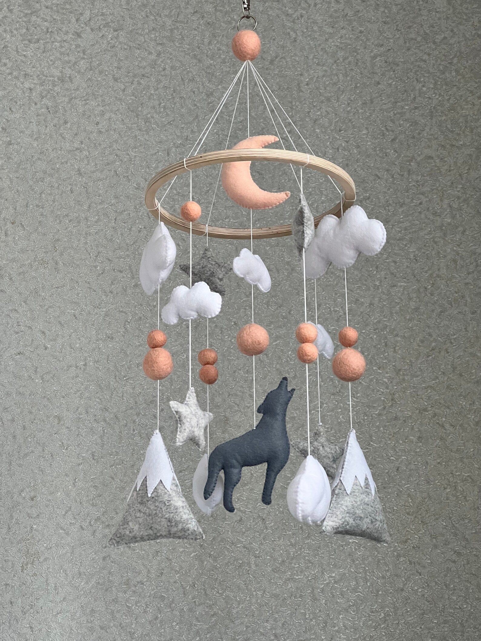 Felt Mobile for Crib Wolf Mobile Wolf Nursery Decor Mountain | Etsy