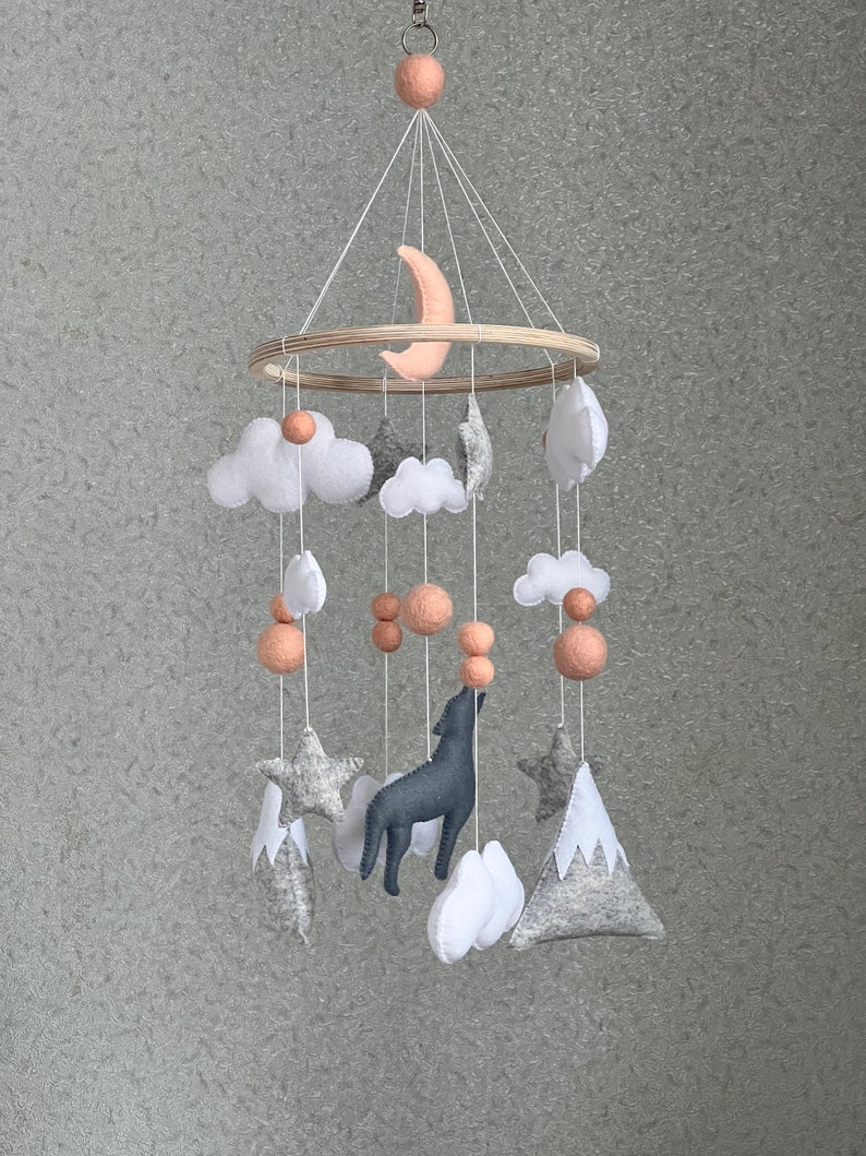 Felt Mobile for Crib Wolf Mobile Wolf Nursery Decor Mountain | Etsy