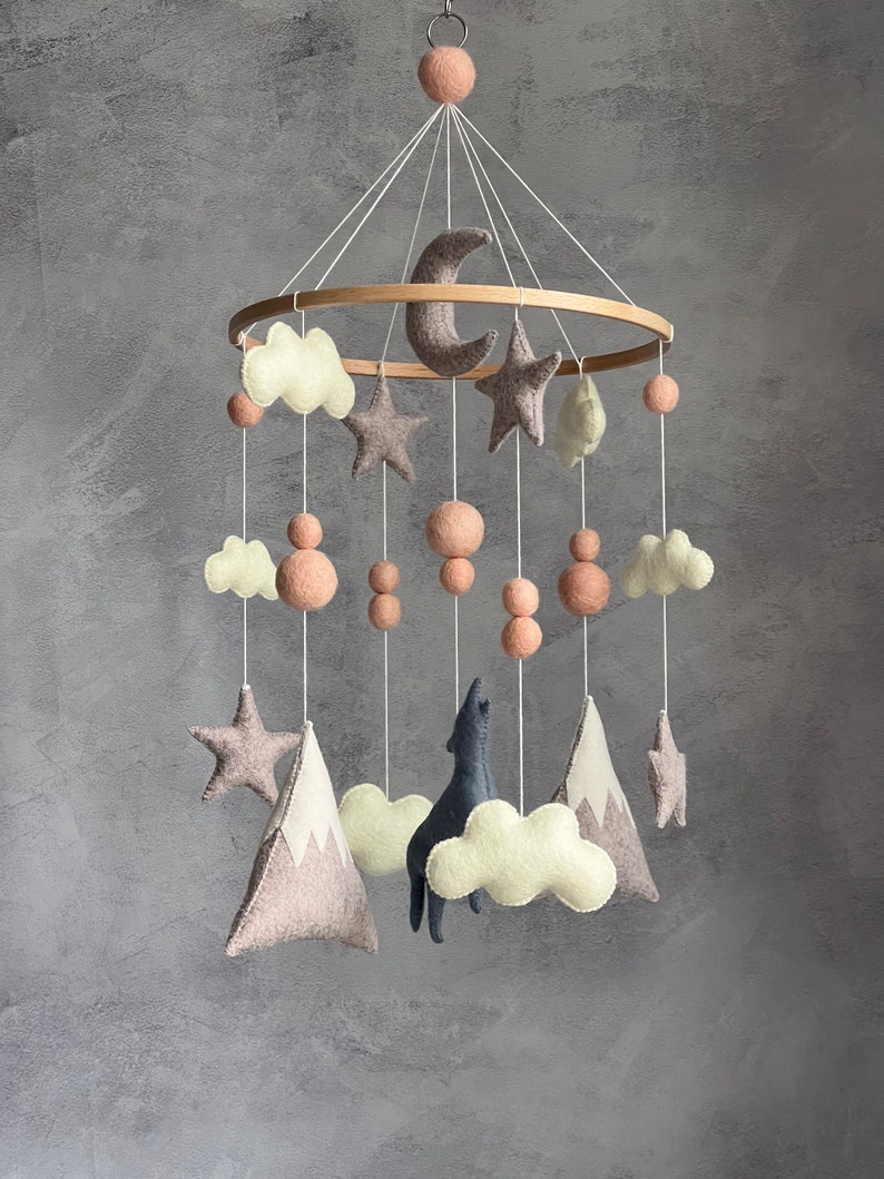 Felt Mobile for Crib Wolf Mobile Wolf Nursery Decor Mountain - Etsy