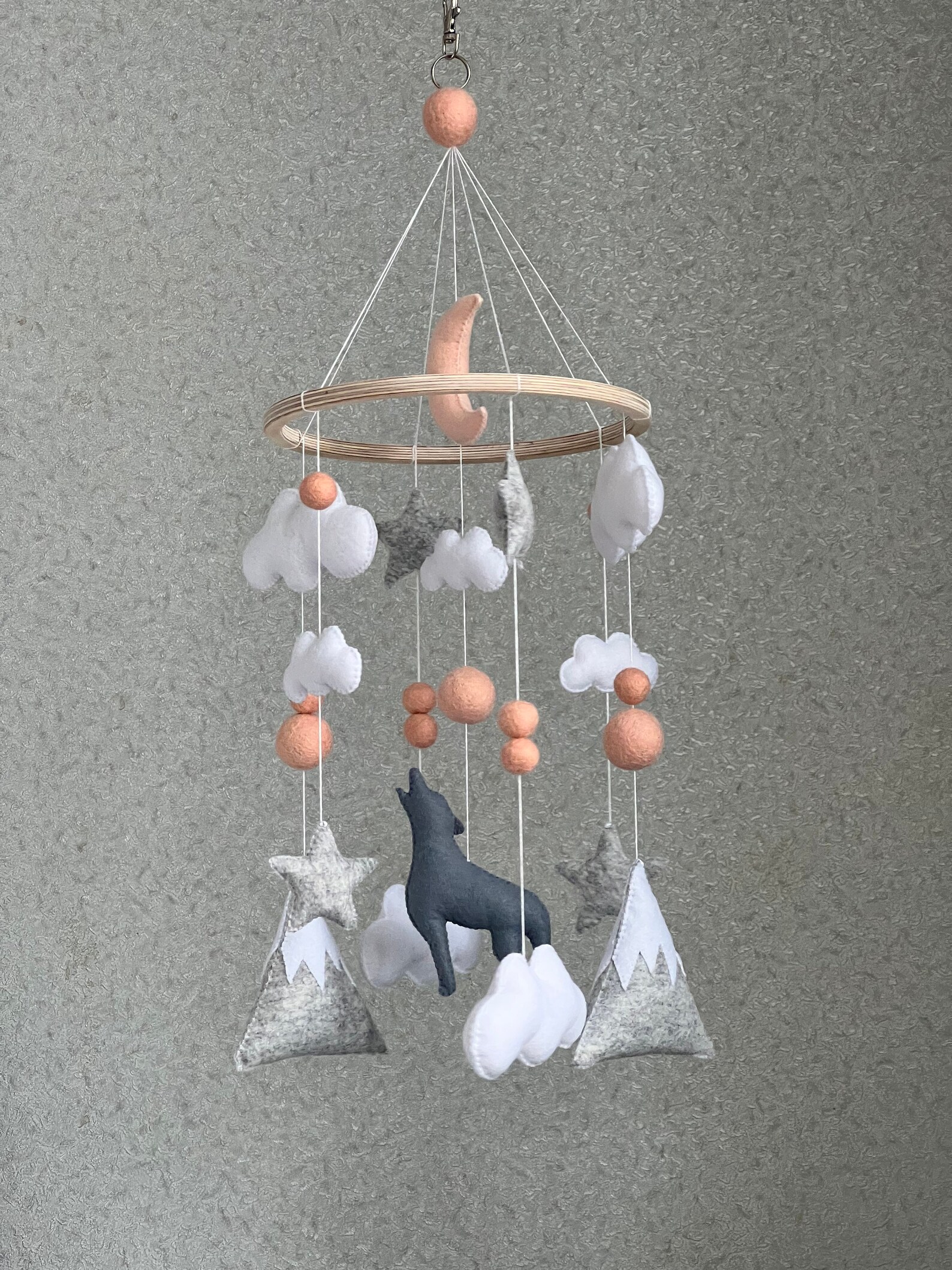 Felt Mobile for Crib Wolf Mobile Wolf Nursery Decor Mountain | Etsy