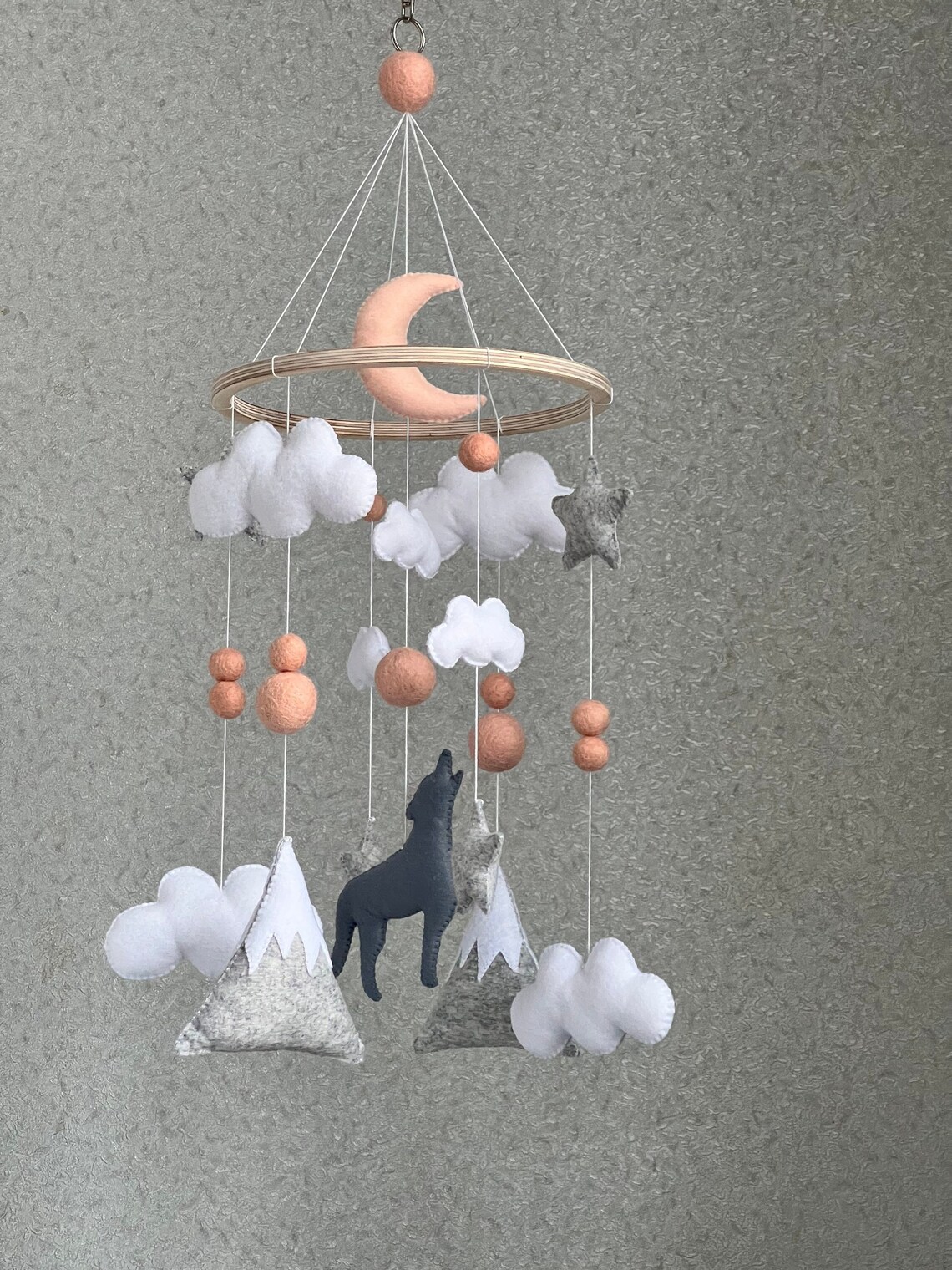 Felt Mobile for Crib Wolf Mobile Wolf Nursery Decor Mountain | Etsy