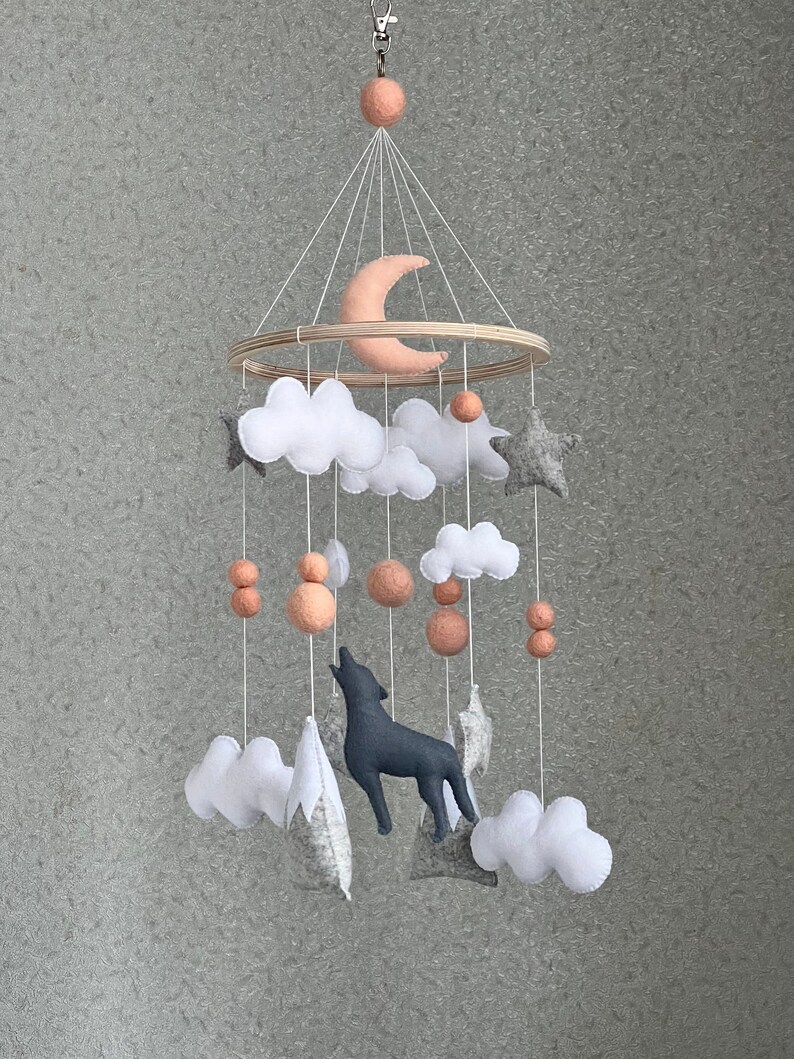 Felt Mobile for Crib Wolf Mobile Wolf Nursery Decor Mountain | Etsy