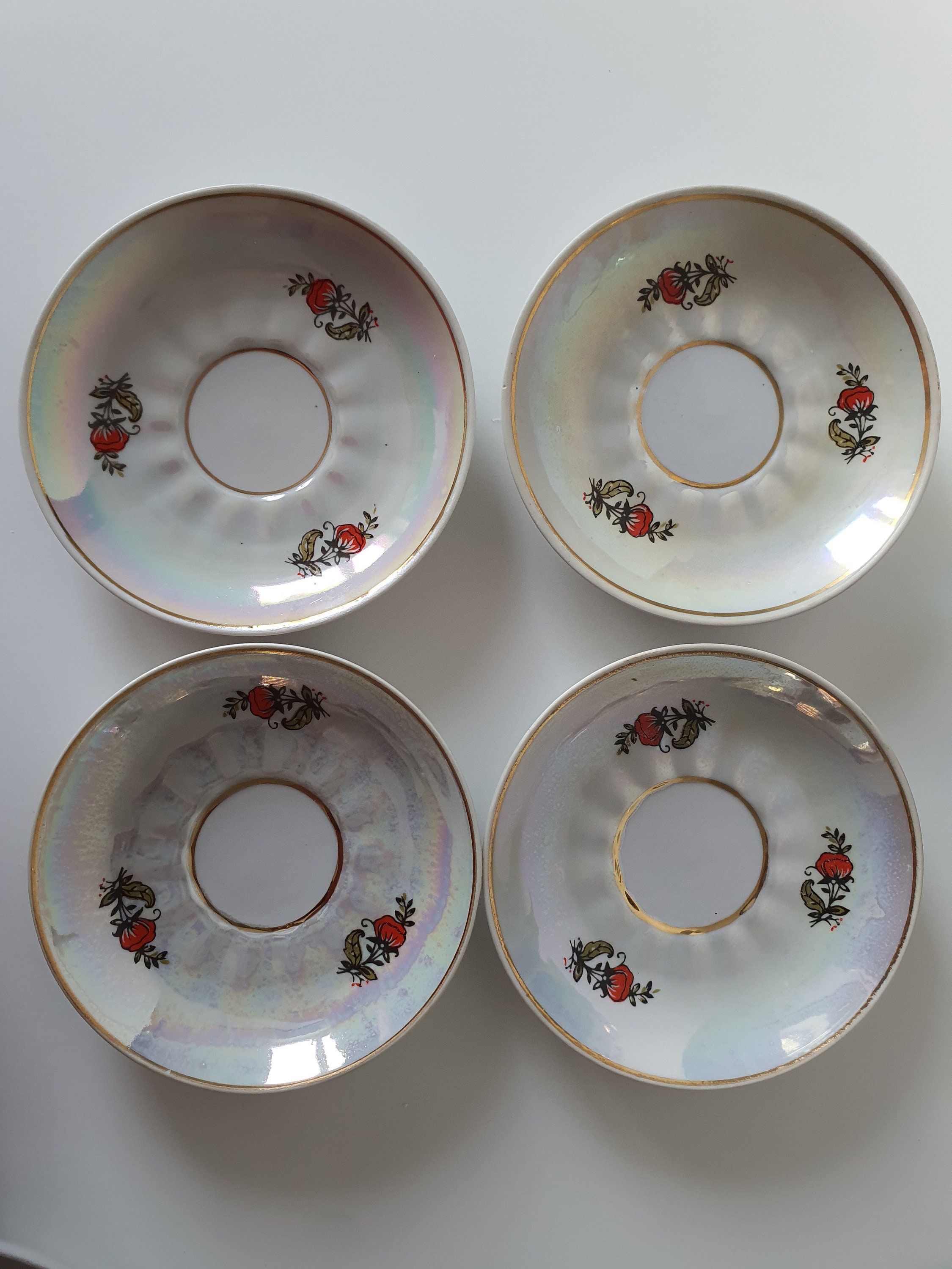 Vintage Porcelain Tea Set / Floral Decor / Mother-of-pearl Overglaze ...