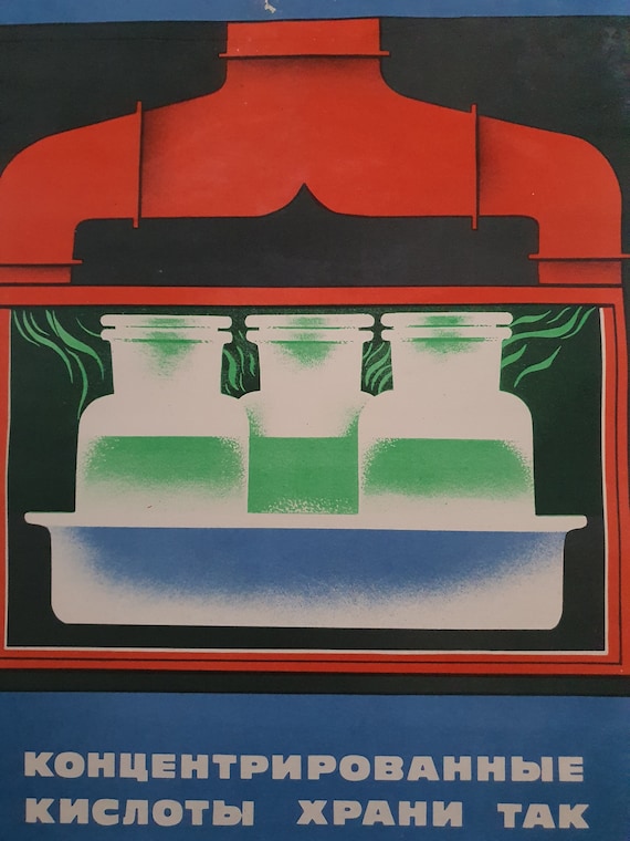 Chemical Laboratory Work Safety Poster / Vintage Soviet Poster | Etsy