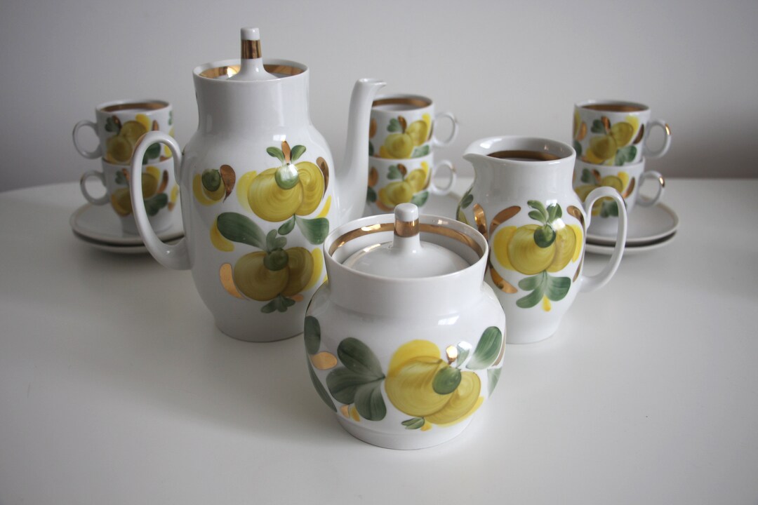 Porcelain Coffee Set "apples" for Six Persons / Soviet Vintage Coffee ...