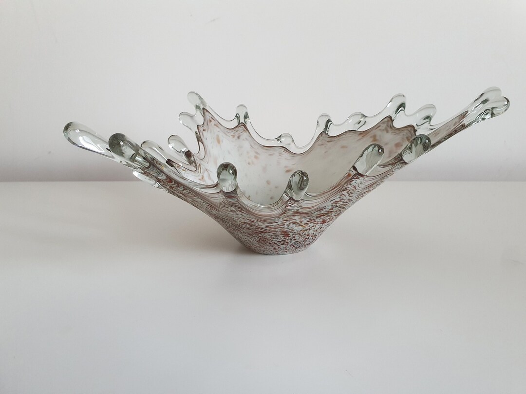 Soviet Vintage Splash Glass Vase / Brown Glass Vase / Decorative Fruit ...