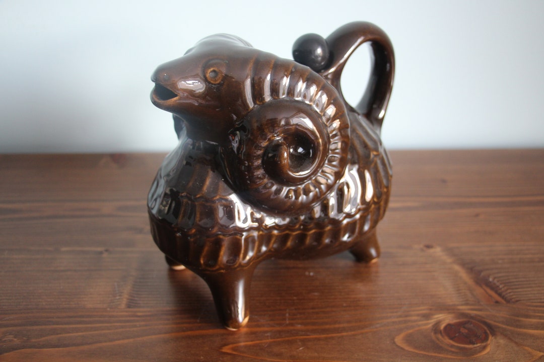 Ceramic Pitcher Ram / Wine Jug / Gazed Vessel / Decanter / Wine ...