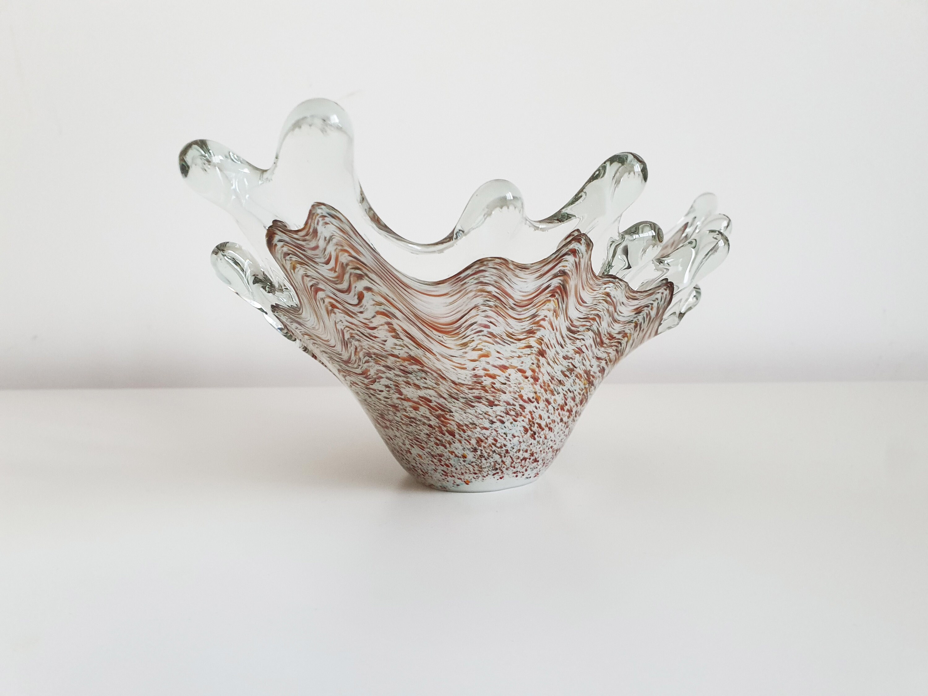 Soviet Vintage Splash Glass Vase / Brown Glass Vase / Decorative Fruit ...