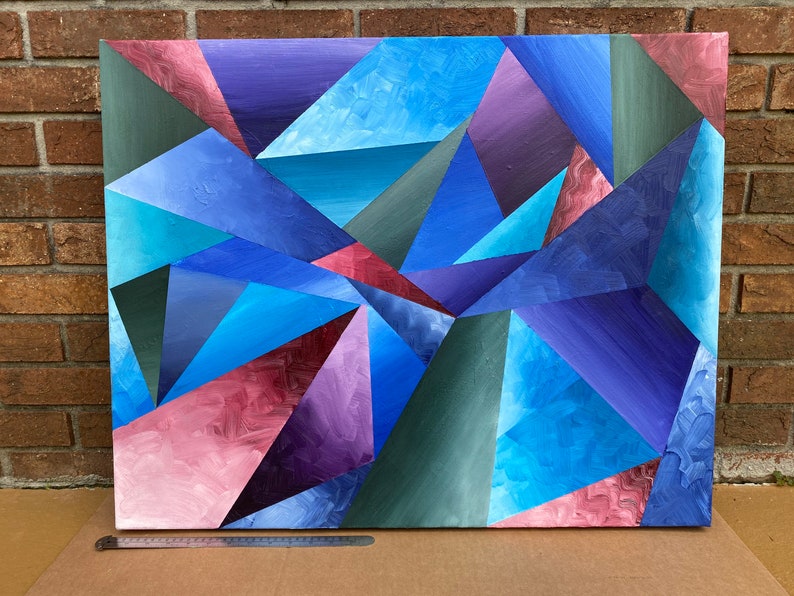 Large Abstracted Triangle Oil Painting on Canvas Original - Etsy