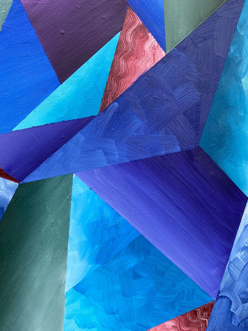Large Abstracted Triangle Oil Painting on Canvas Original - Etsy