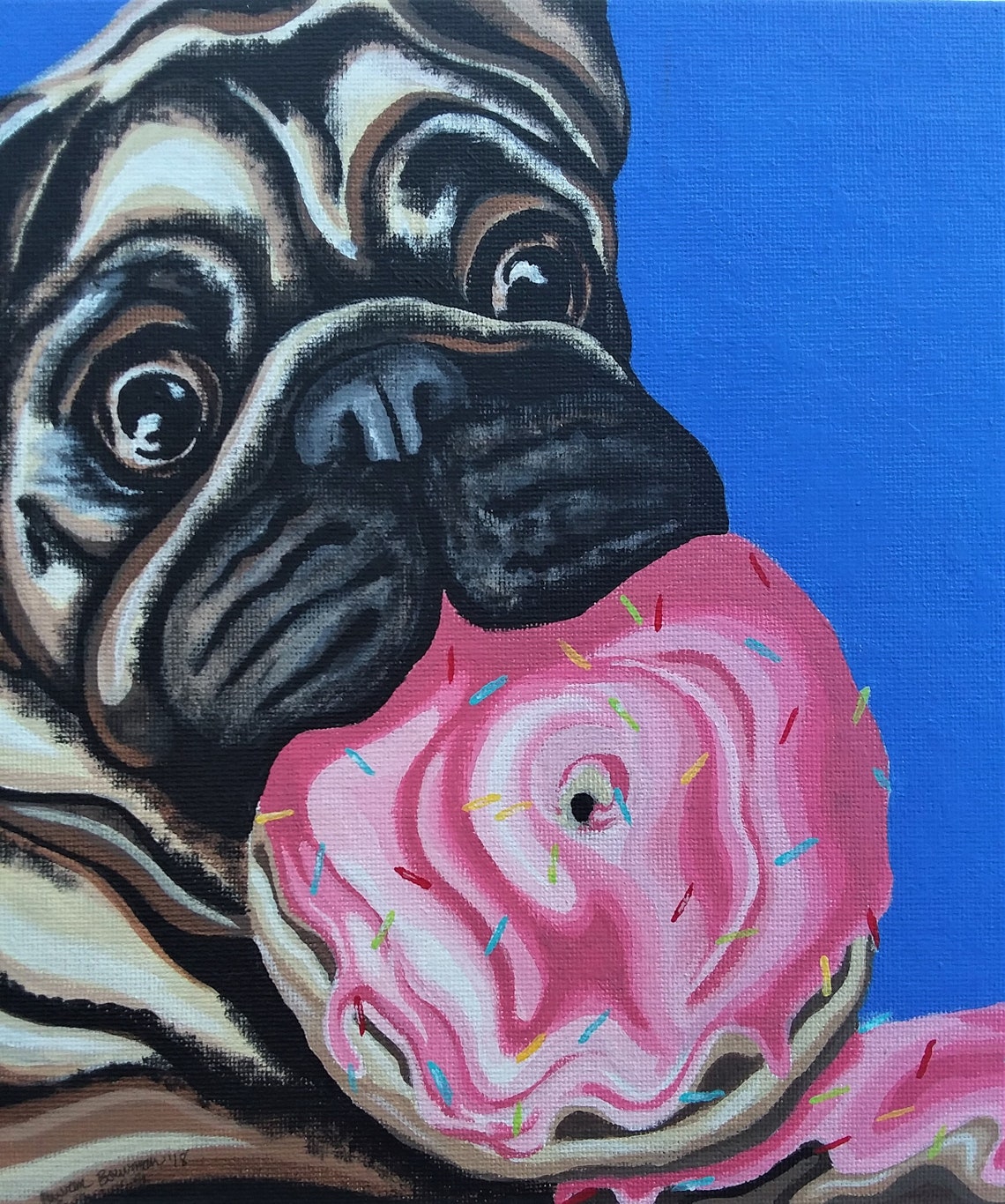Pug Acrylic Painting Pet Portrait Acrylic Painting Pug - Etsy