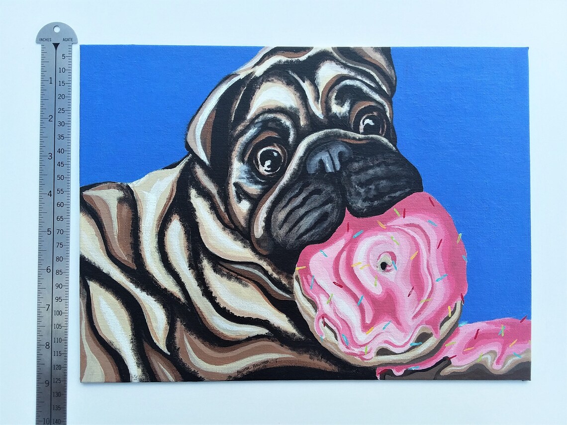 Pug Acrylic Painting Pet Portrait Acrylic Painting Pug - Etsy