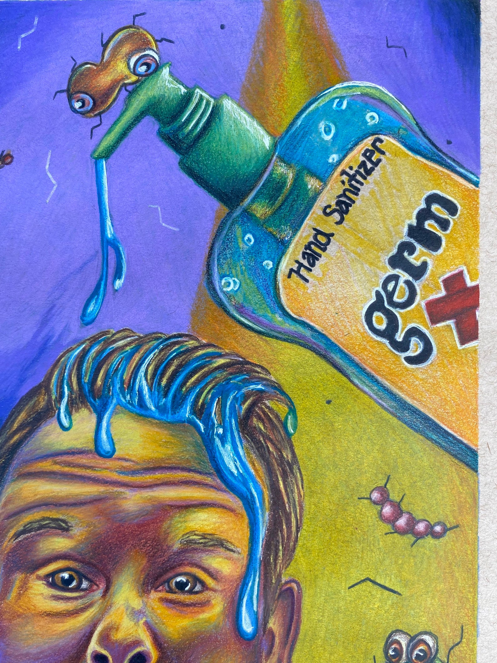 Original Colored Pencil Fear Drawing on Tan Toned Paper Fear | Etsy