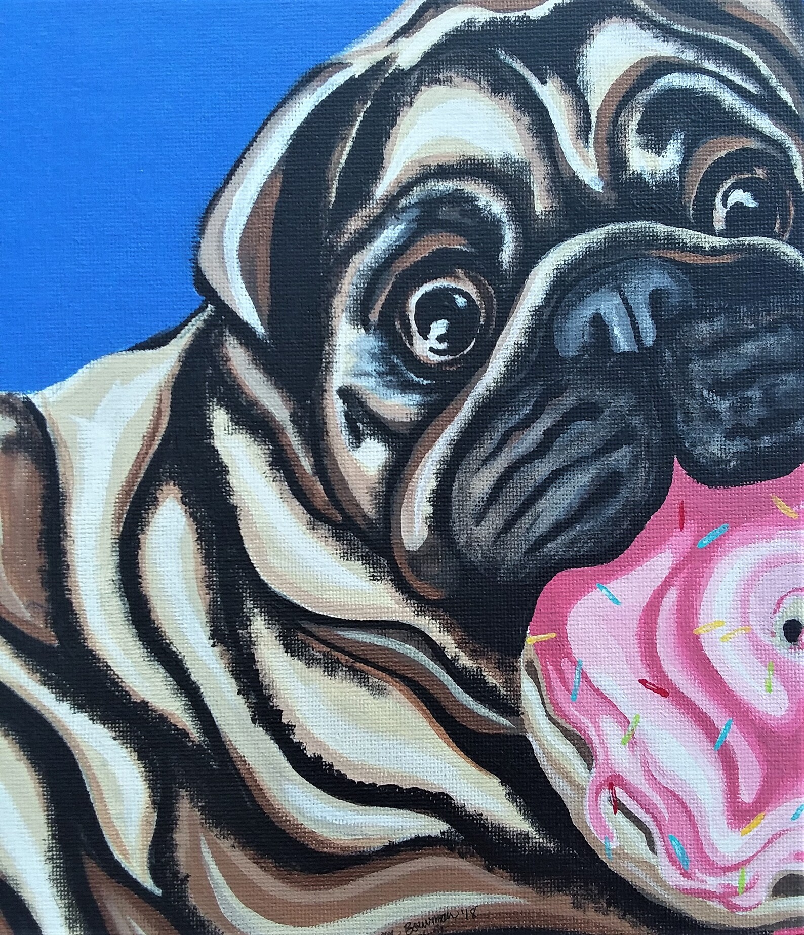 Pug Acrylic Painting Pet Portrait Acrylic Painting Pug - Etsy