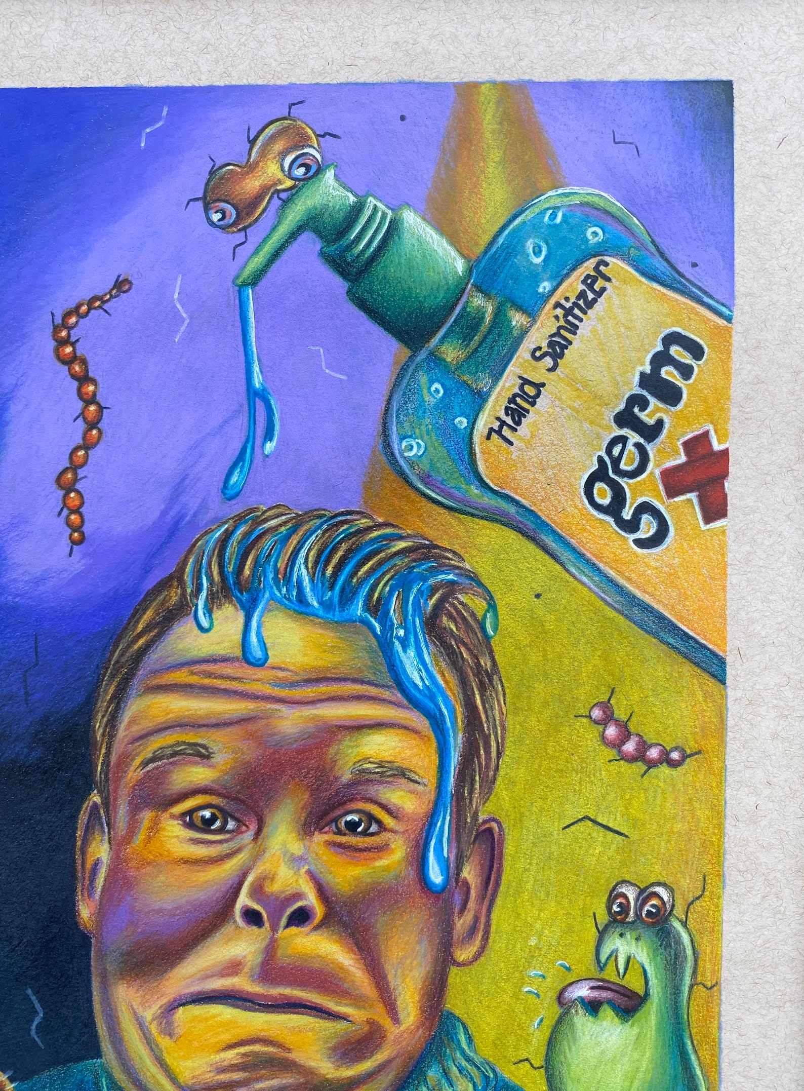 Original Colored Pencil Fear Drawing on Tan Toned Paper Fear - Etsy