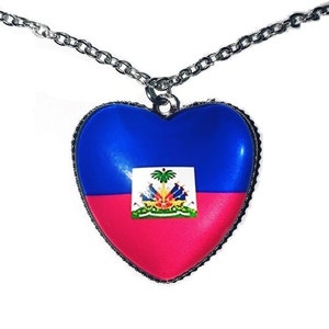 Haitian Flag Silver Pendant Necklace - Etsy