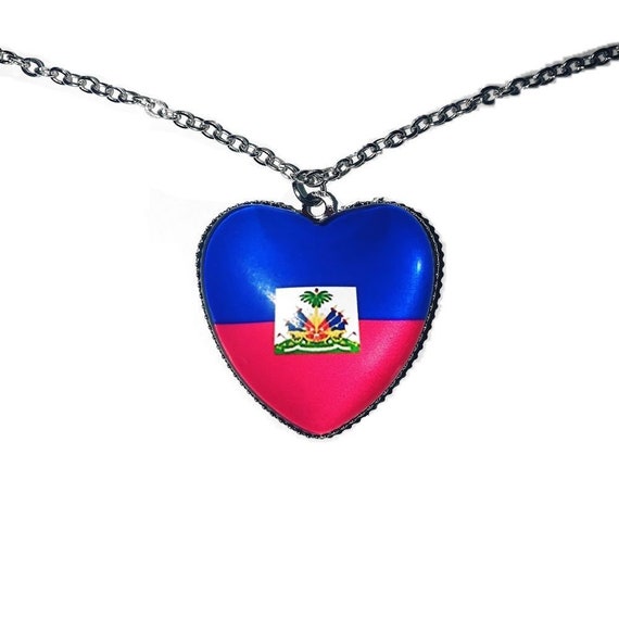 Haitian Flag Silver Pendant Necklace - Etsy