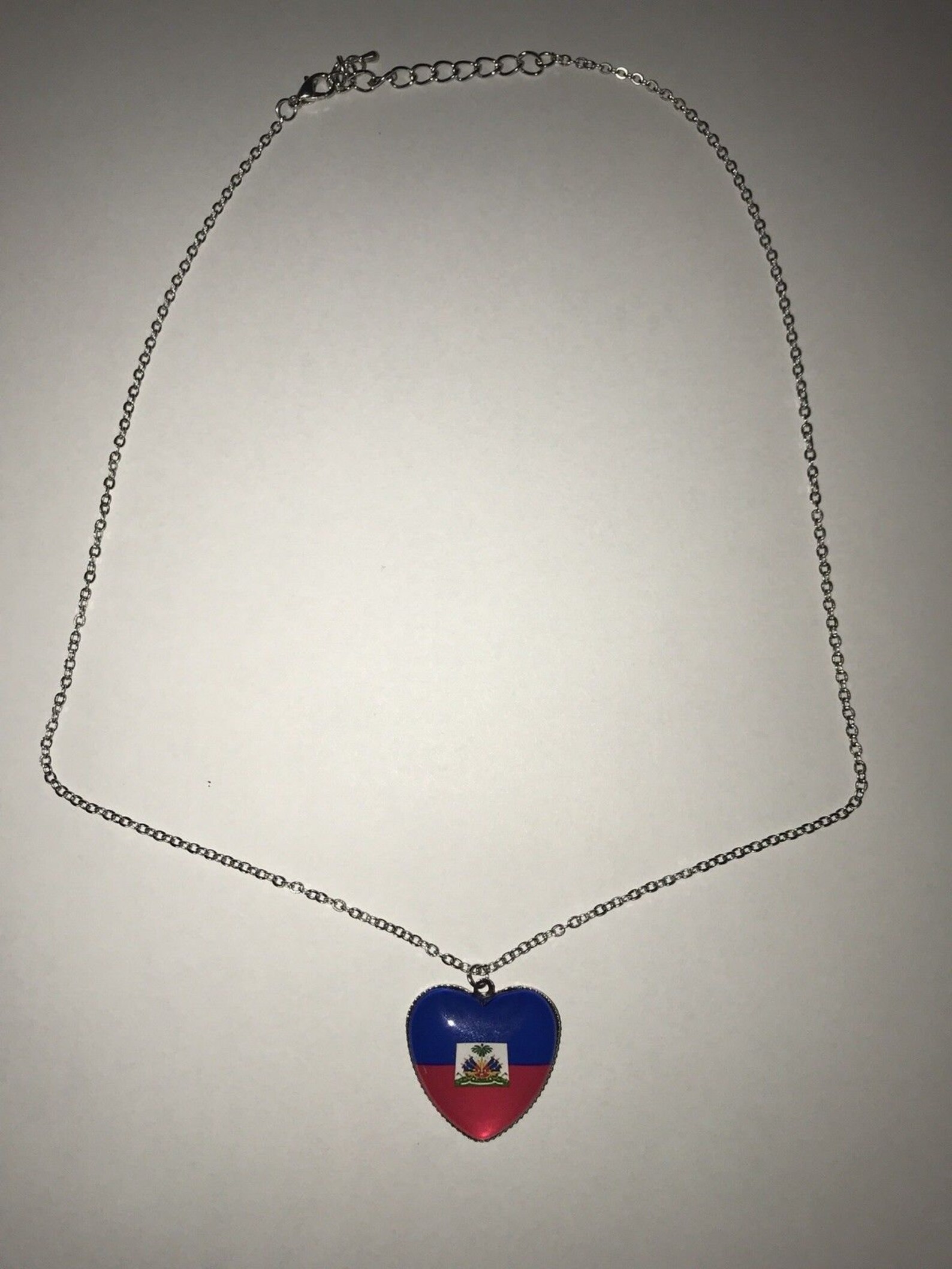 Haitian Flag Silver Pendant Necklace - Etsy