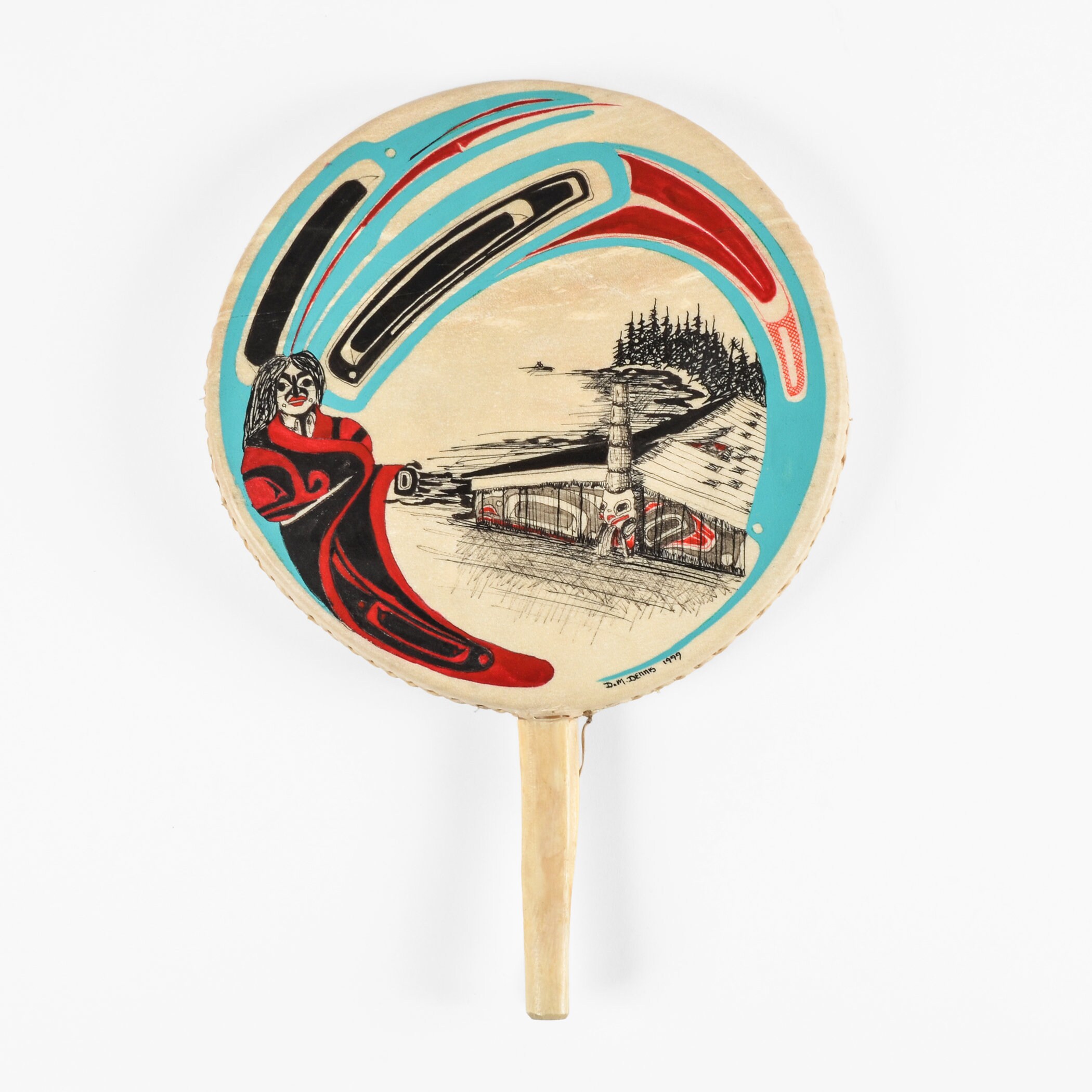 Northwest Native Hand-painted Elk Hide Drum Rattle Eagle and Raven - Etsy