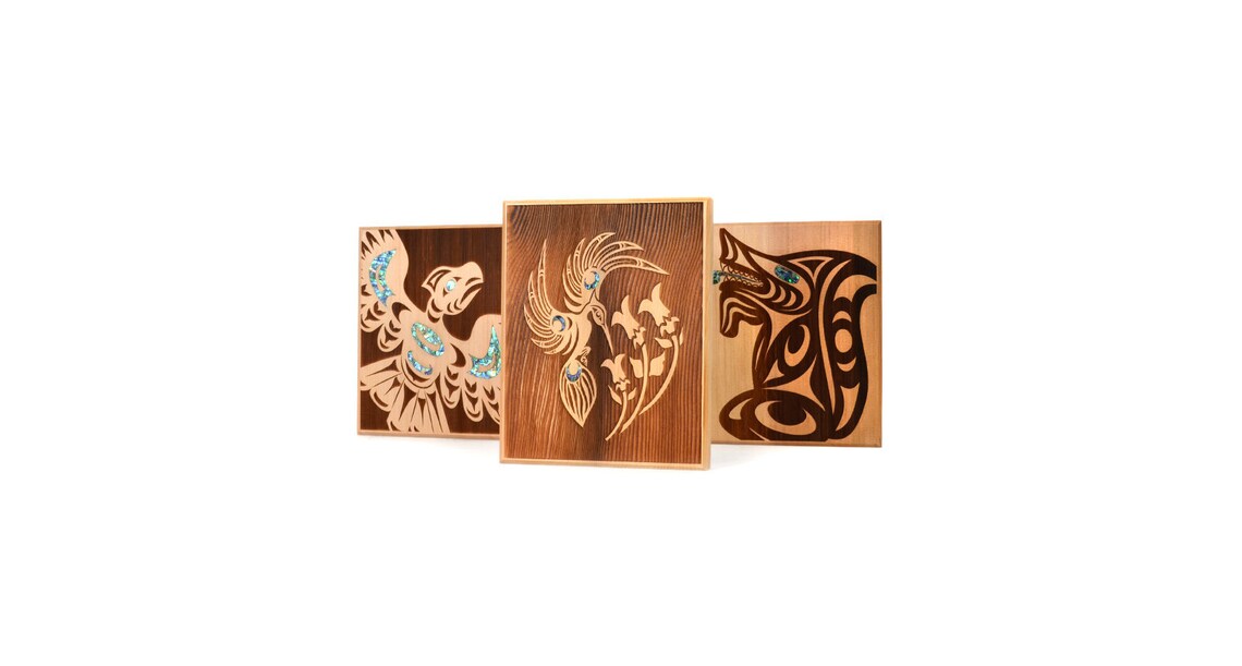 First Nations Red Cedar and Abalone Wall Tiles - Etsy