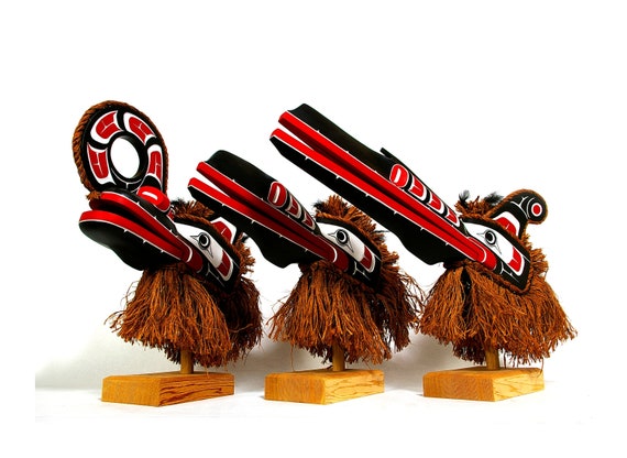 First Nations Set of Three Northwest Coast Hamatsa Masks With - Etsy