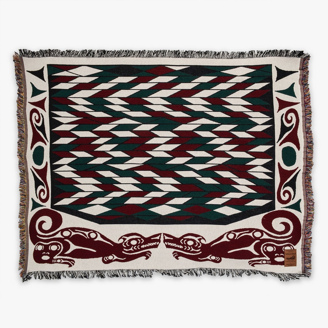 Coast Salish Made in Canada Wolf Theme Cotton Blanket - Etsy