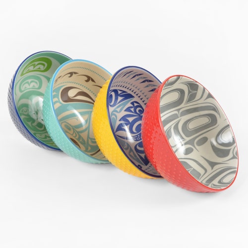 Set of Four Small First Nations Art Bowls Various Designs Food - Etsy