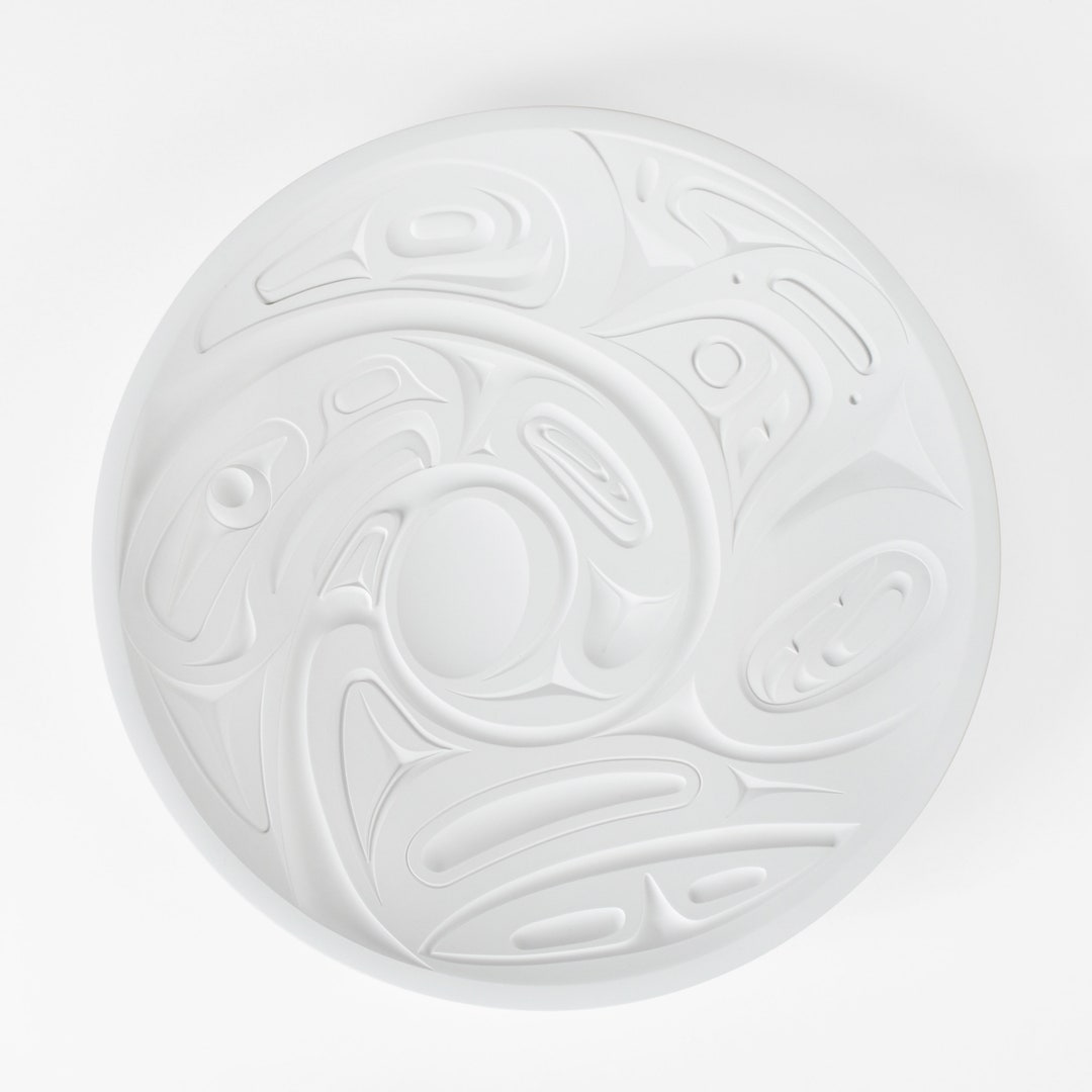 First Nations Corrine Hunt White Recycled Glass Platter - Etsy