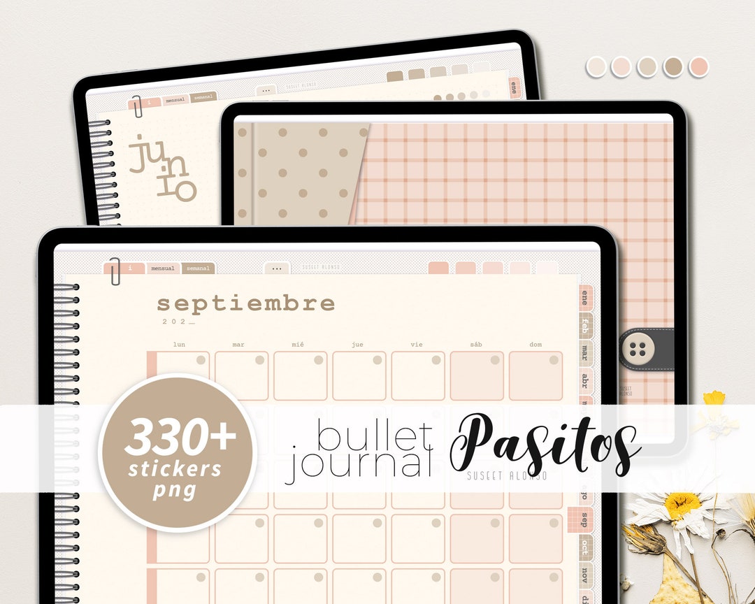 Spanish - Boho Digital Bujo Pasitos | Undated Digital Bujo | Sun Mon ...