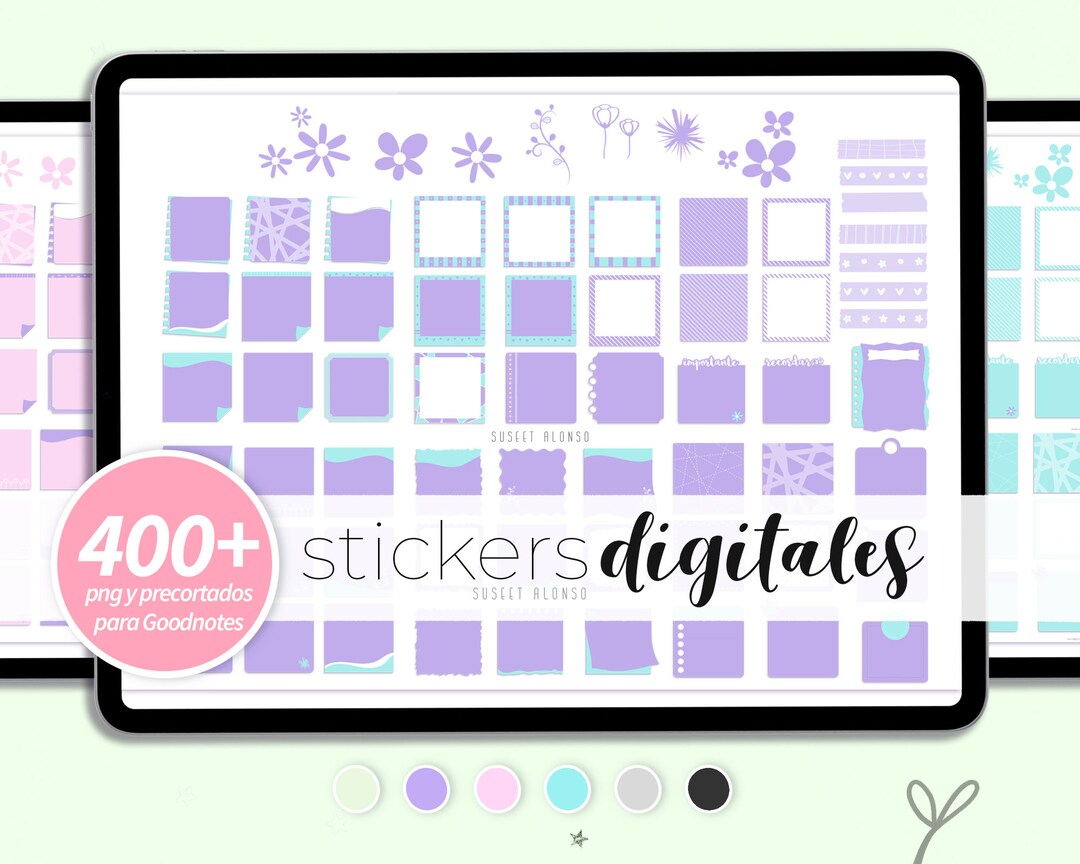 400 Digital Stickers Sticky Notes, Washi Tape, Flowers... PNG Files ...