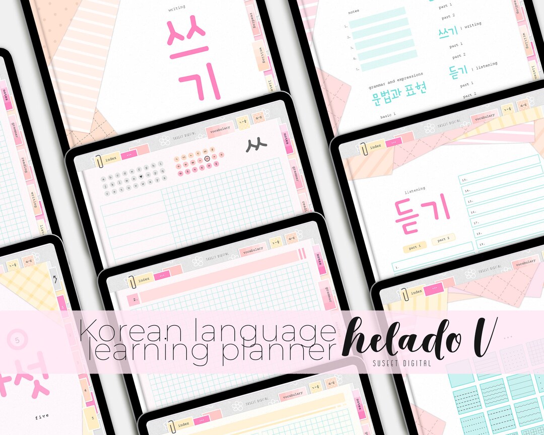 Language Learning Planner KOREAN-ENGLISH [portrait] | Digital Planner ...