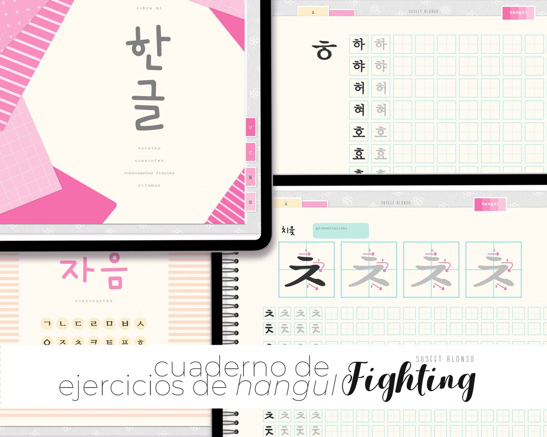 Hangul Workbook in English and Spanish Korean Alphabet - Etsy