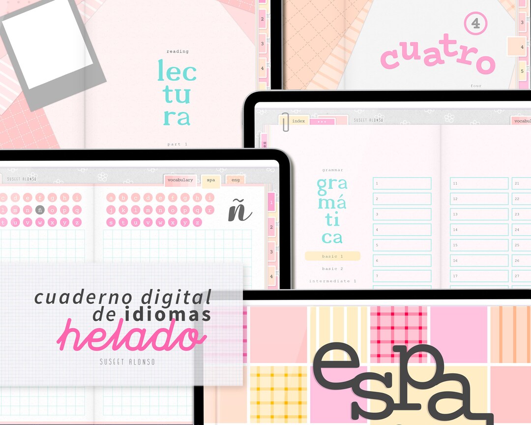 Language Planner ENGLISH-SPANISH | Digital Planner for Language ...