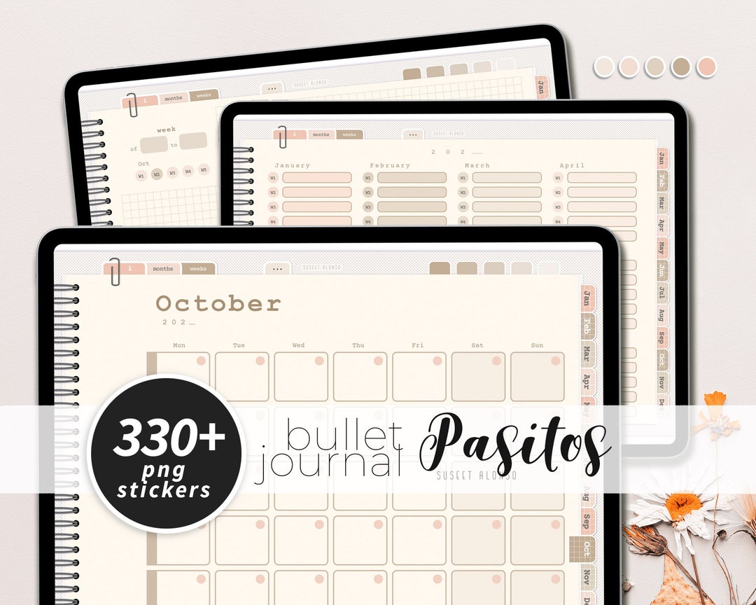 Boho Digital Bujo Pasitos Undated Digital Bujo in English Sun Mon Start ...