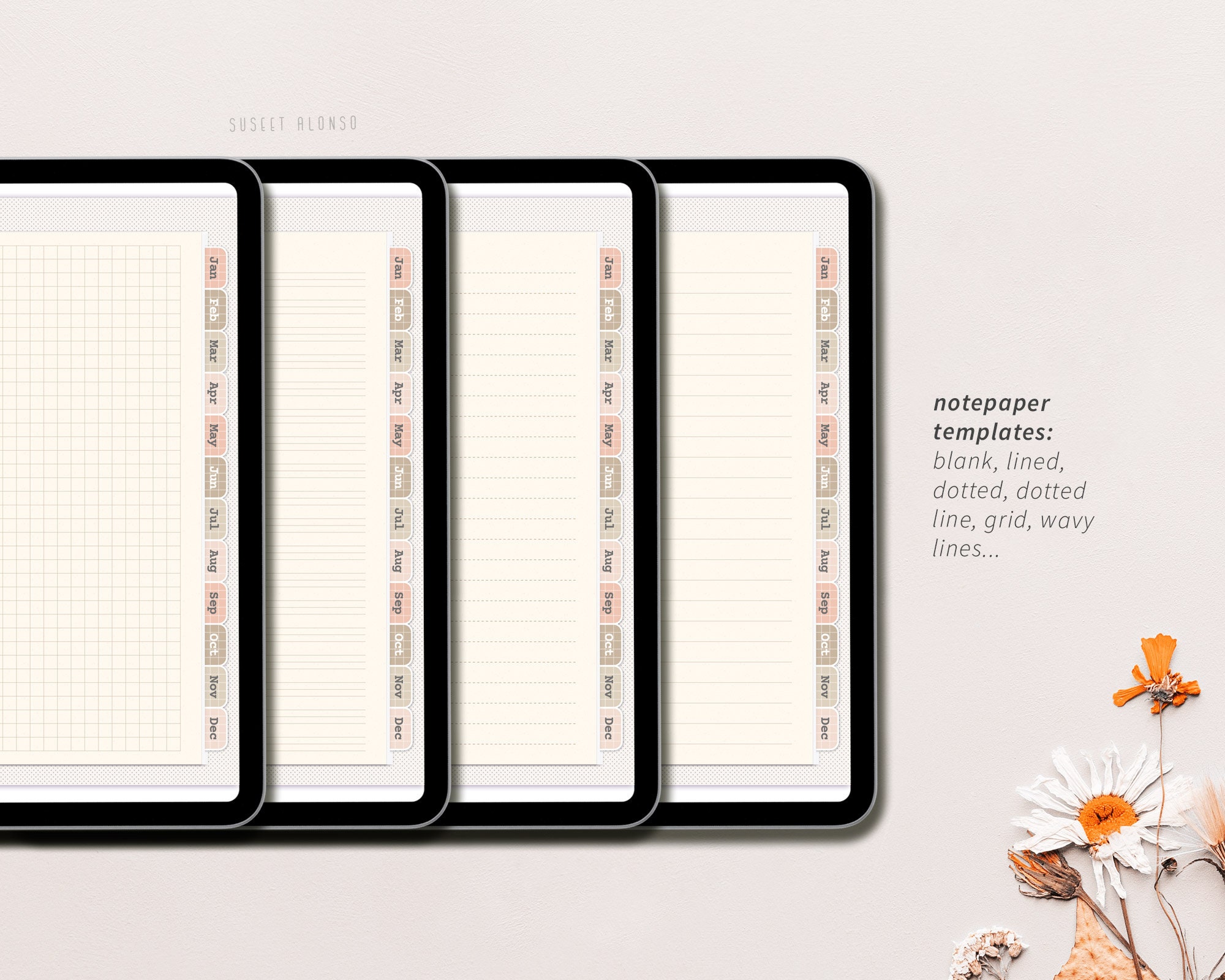 Boho Digital Bujo Pasitos Undated Digital Bujo in English Sun Mon Start ...