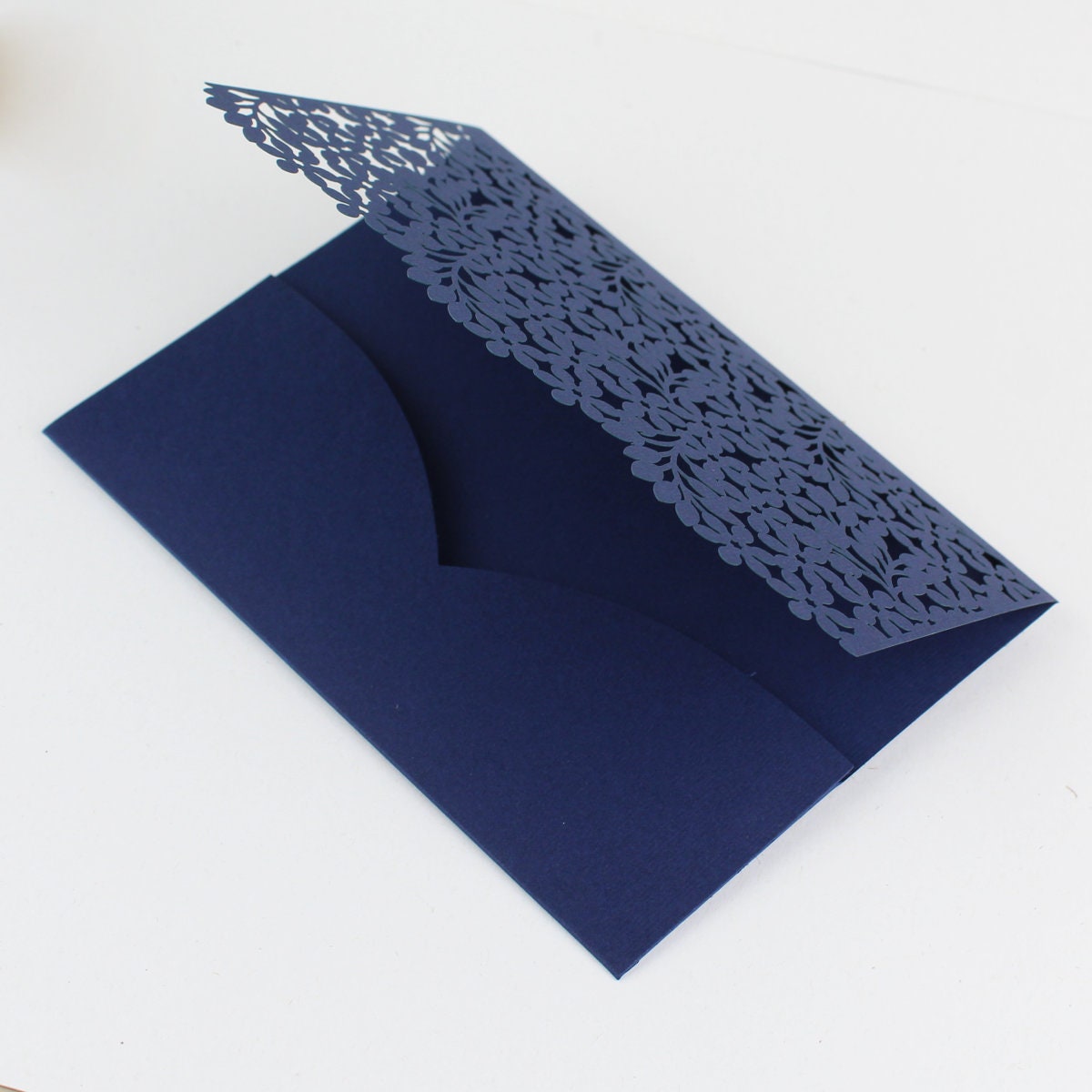 Navy Blue Laser Cut Invitation Envelope Covers DIY Wedding Invitations ...