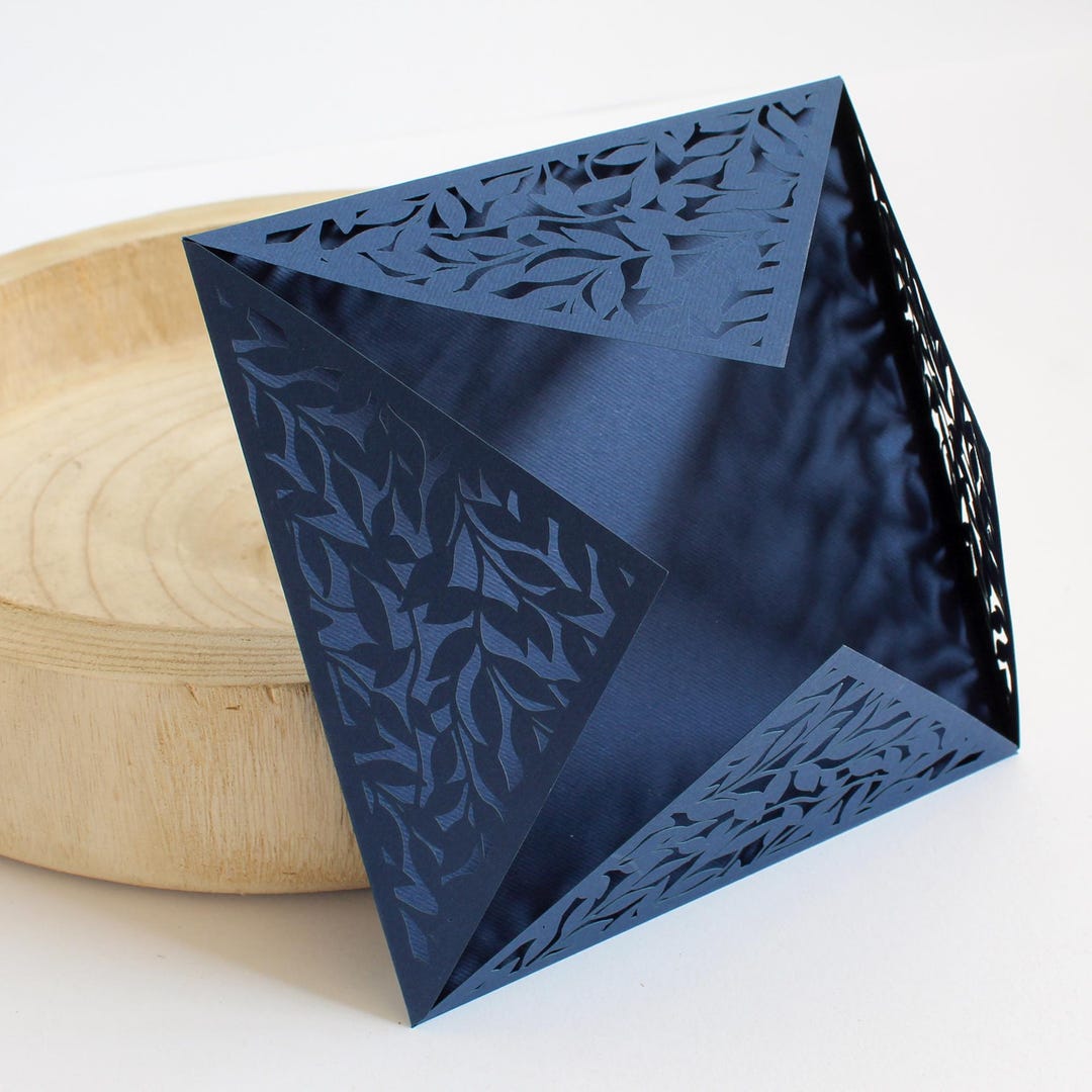 Navy Blue Laser Cut Invitation Covers DIY Wedding Invitations Laser Cut ...